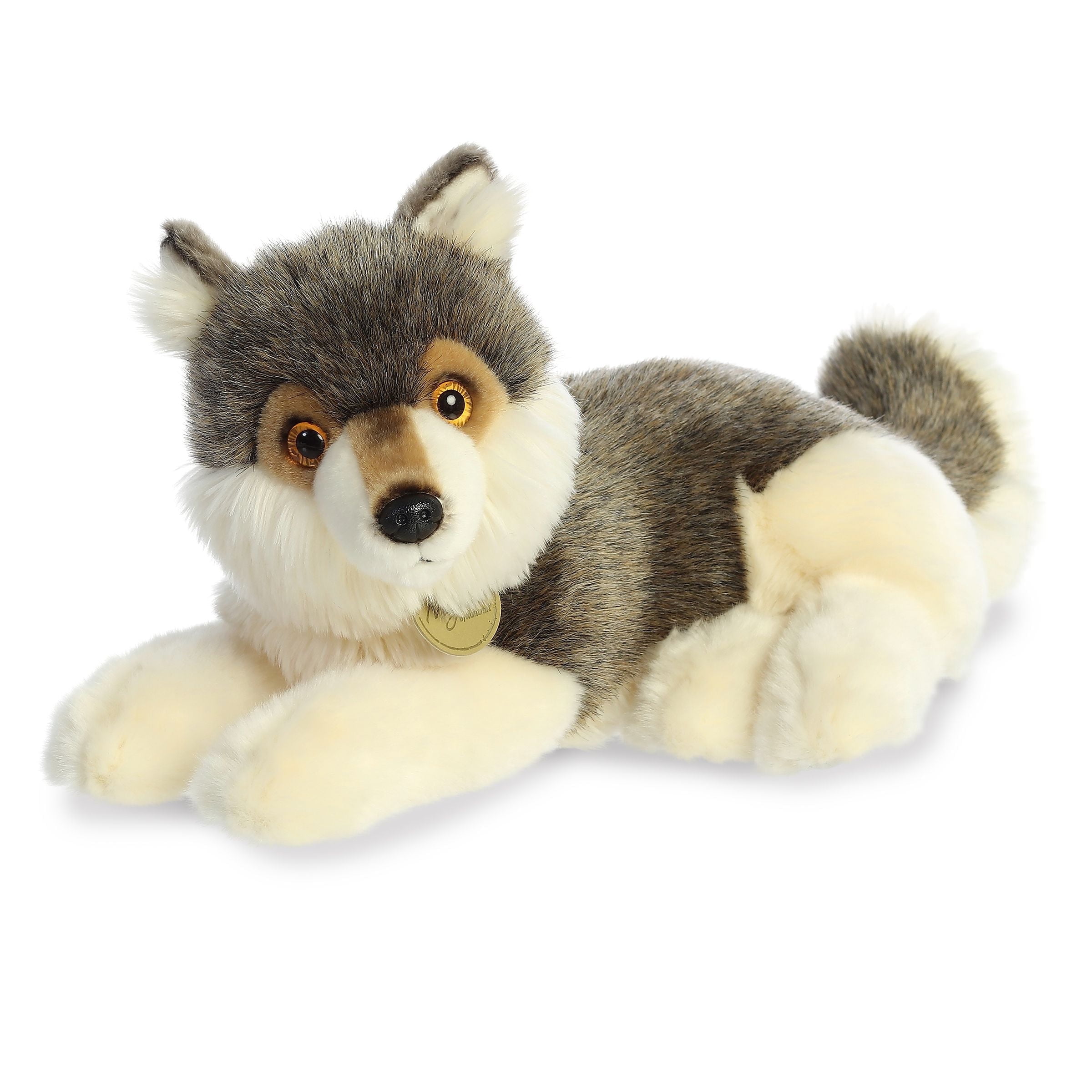 Aurora - Large Gray Miyoni - 13" Wolf - Realistic Stuffed Animal ...