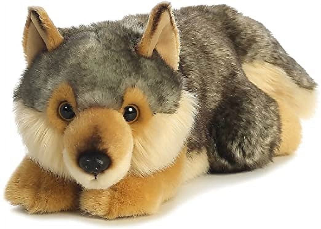 AURORA Medium Gray Miyoni Wolf Stuffed Animal 11 inches Realistic Plush ...