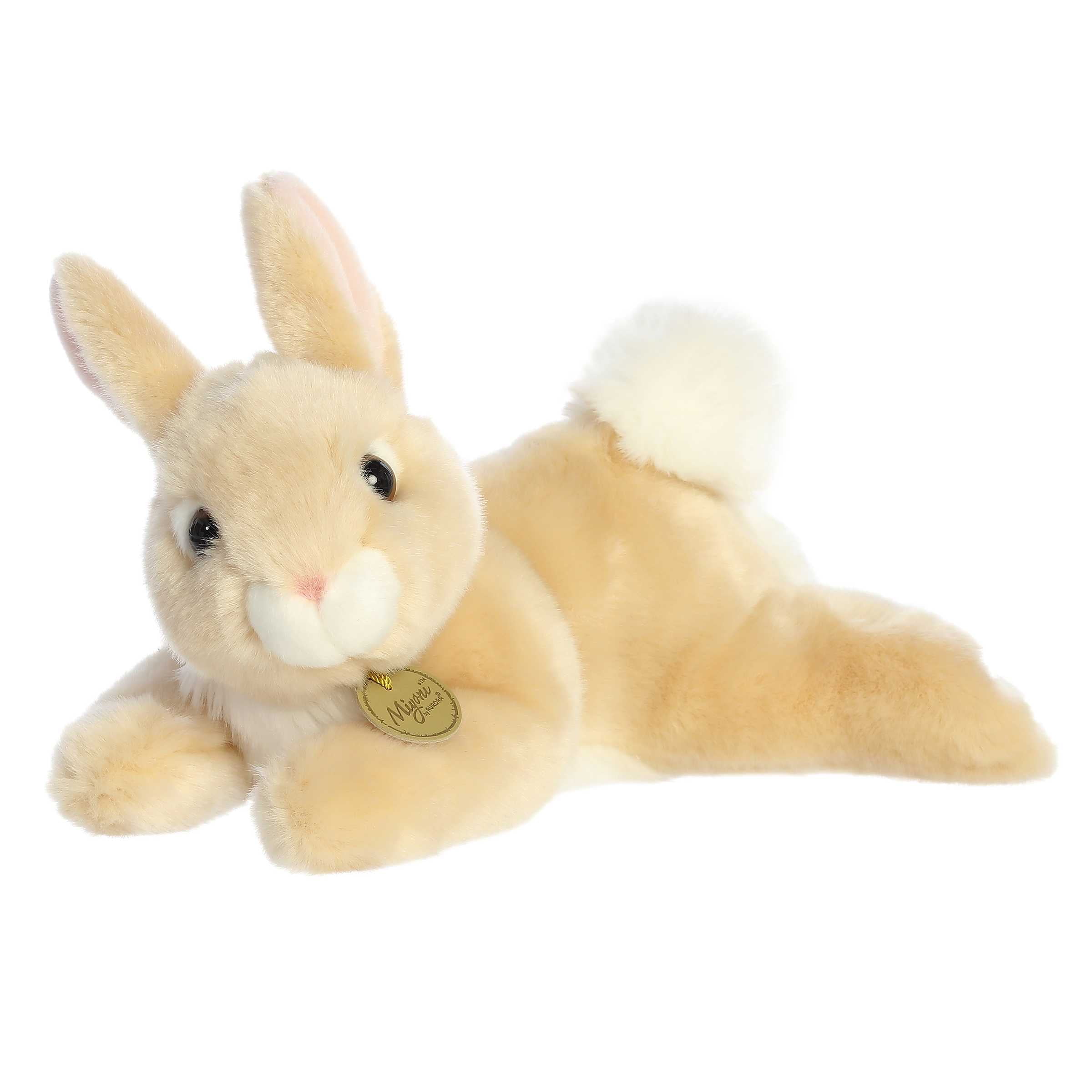 Aurora - Medium Tan Rex Miyoni - 12" Resting Bunny - Realistic Stuffed ...