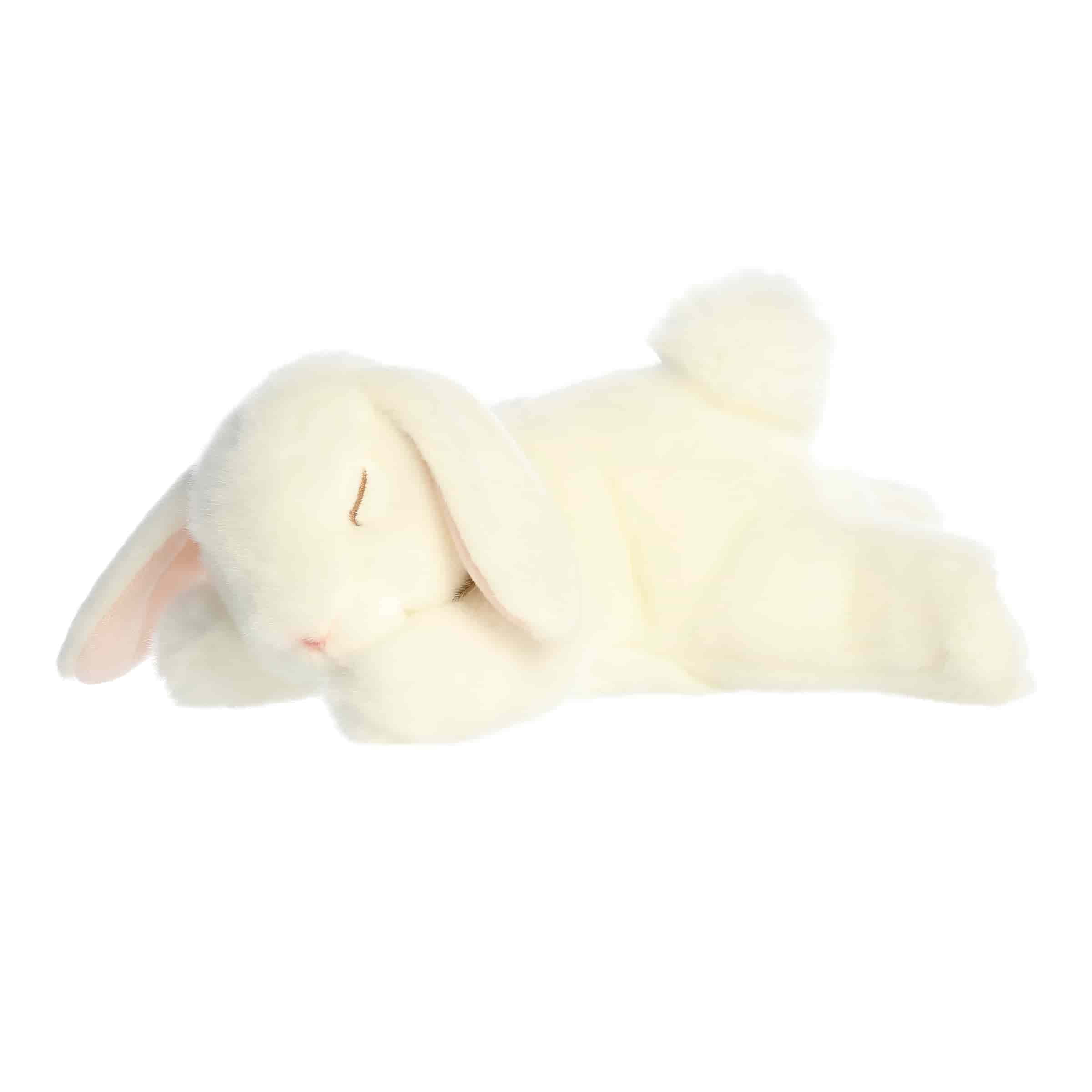 Aurora - Medium White Realistic Stuffed Animal - 12" Sleepy Bunny ...