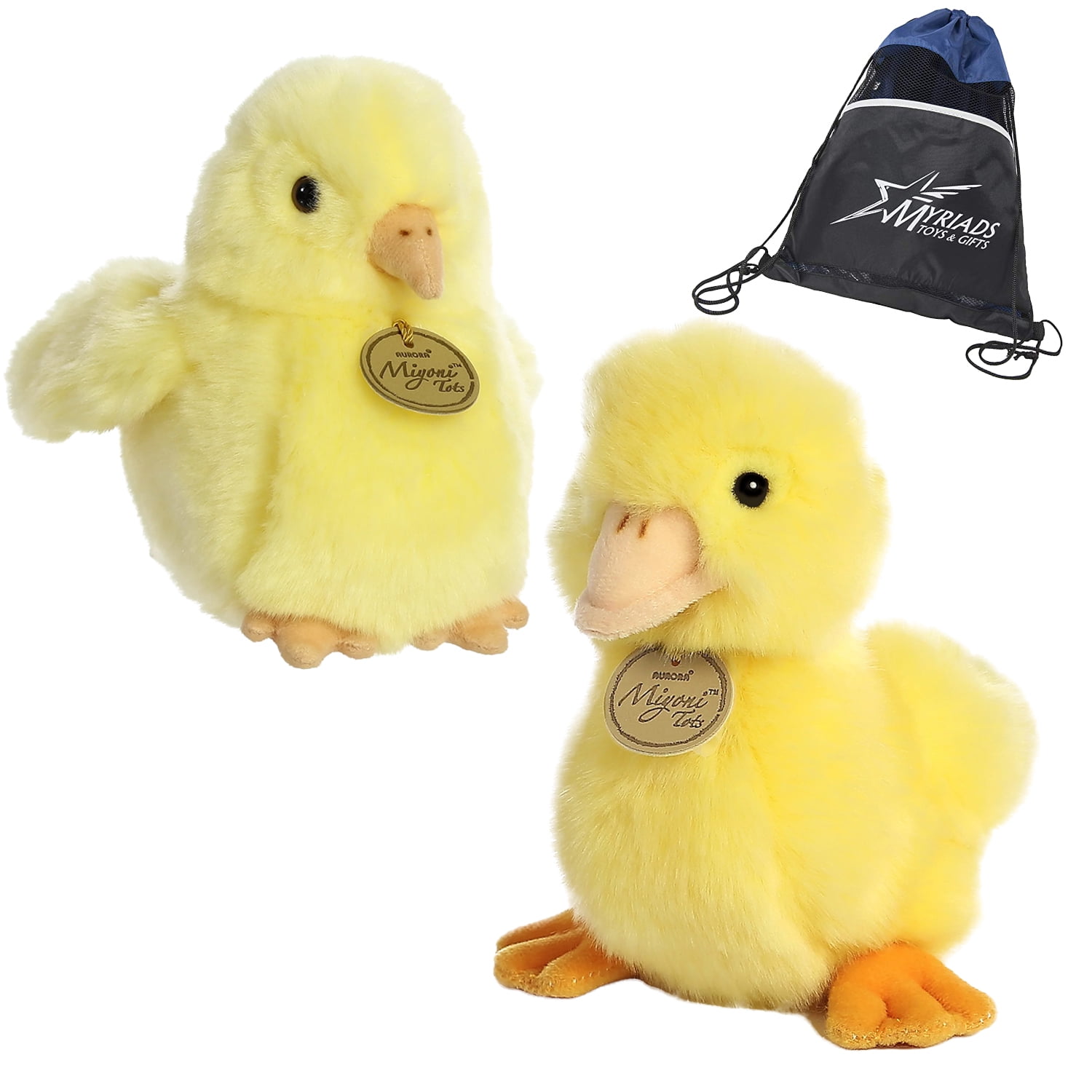 Aurora Miyoni Duckling and Chick 6" Plush Animals with Drawstring Bag ...