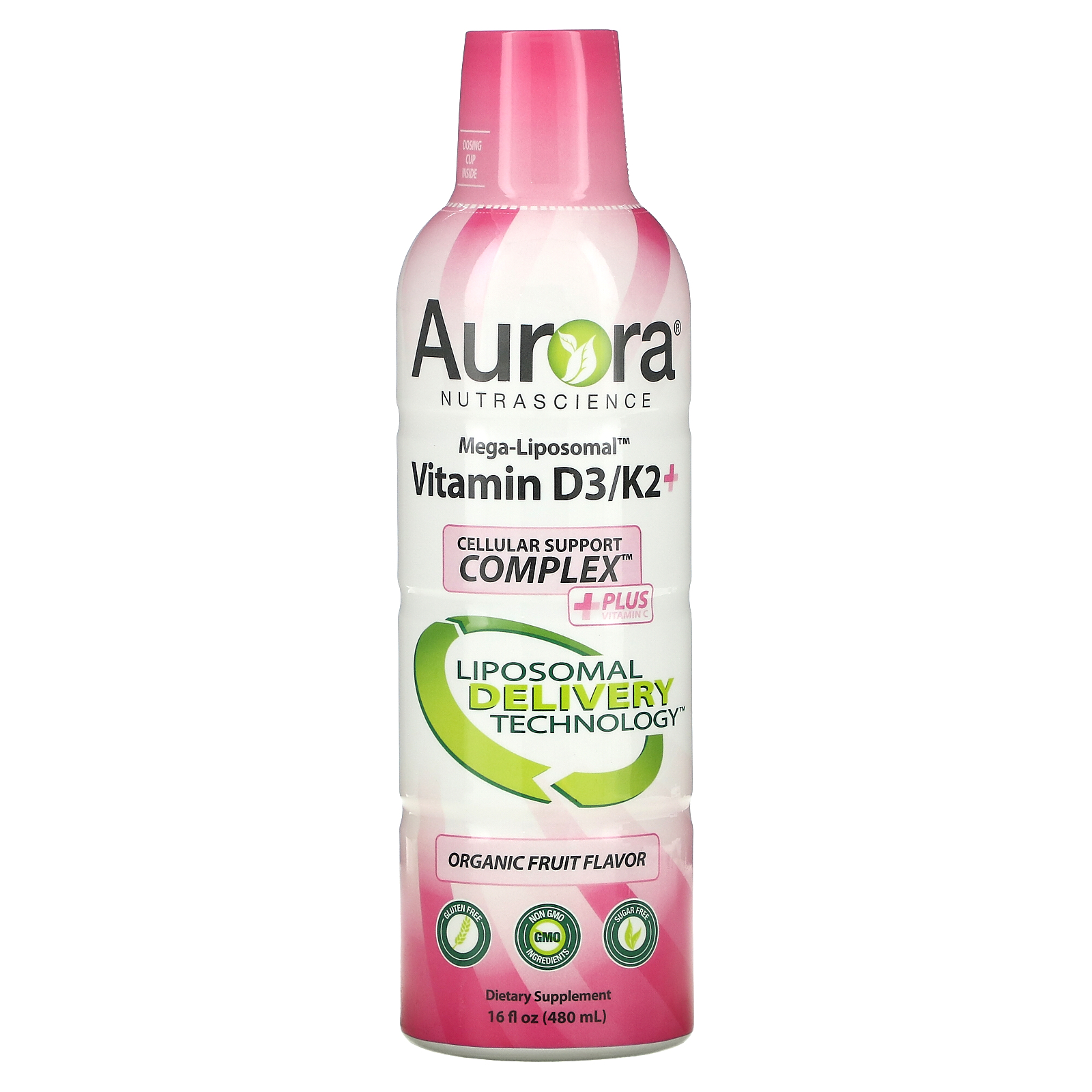 Aurora Nutrascience Mega-Liposomal Vitamin D3/K2+, Organic Fruit, 16 fl ...