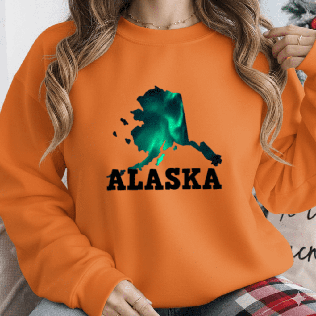 Aurora Outline Alaska Northern Lights Map Wildlife Nature Art Unisex ...