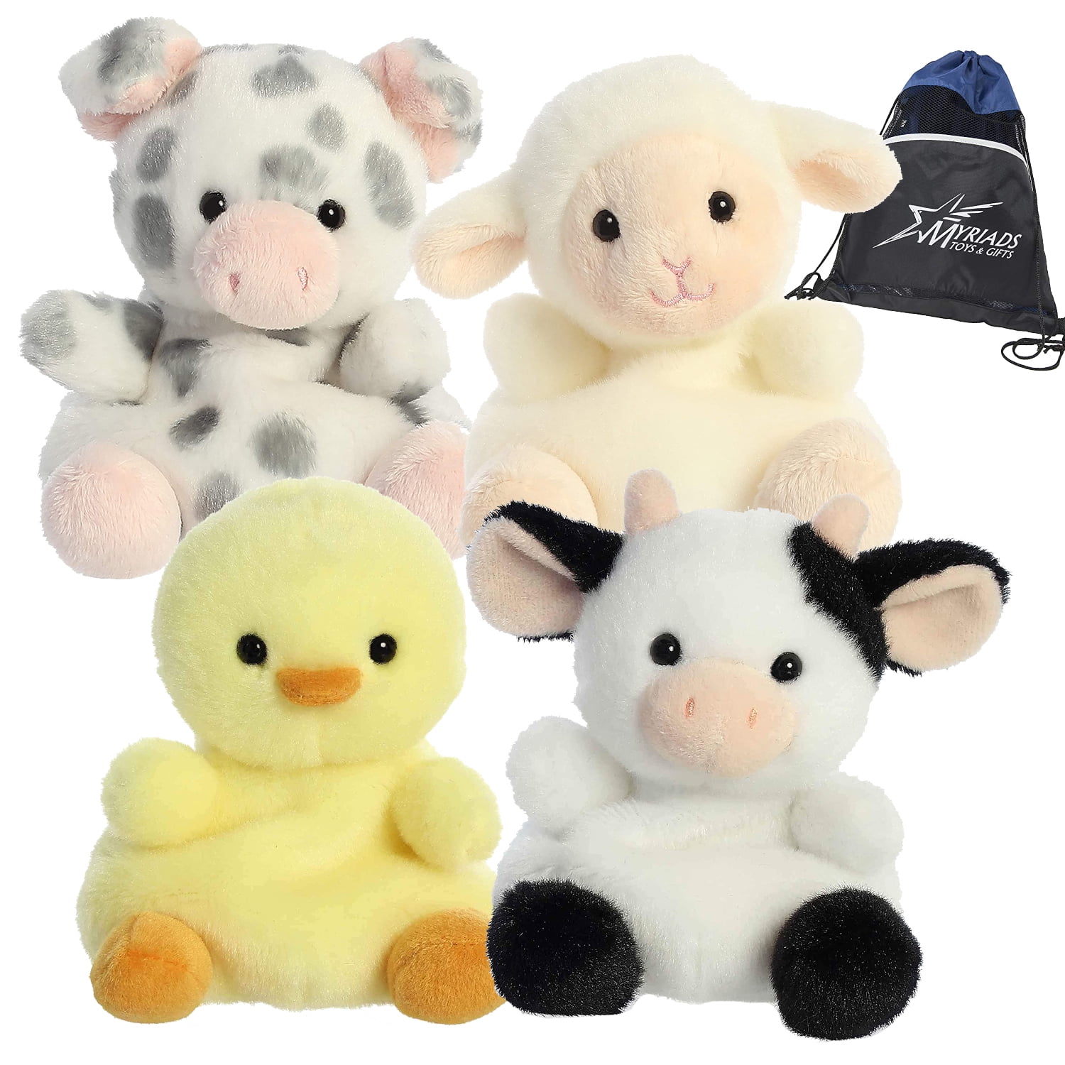 Aurora Palm Pals 5" Plush Set of 4: Betsy Chick, Woolly Lamb, Sweetie ...