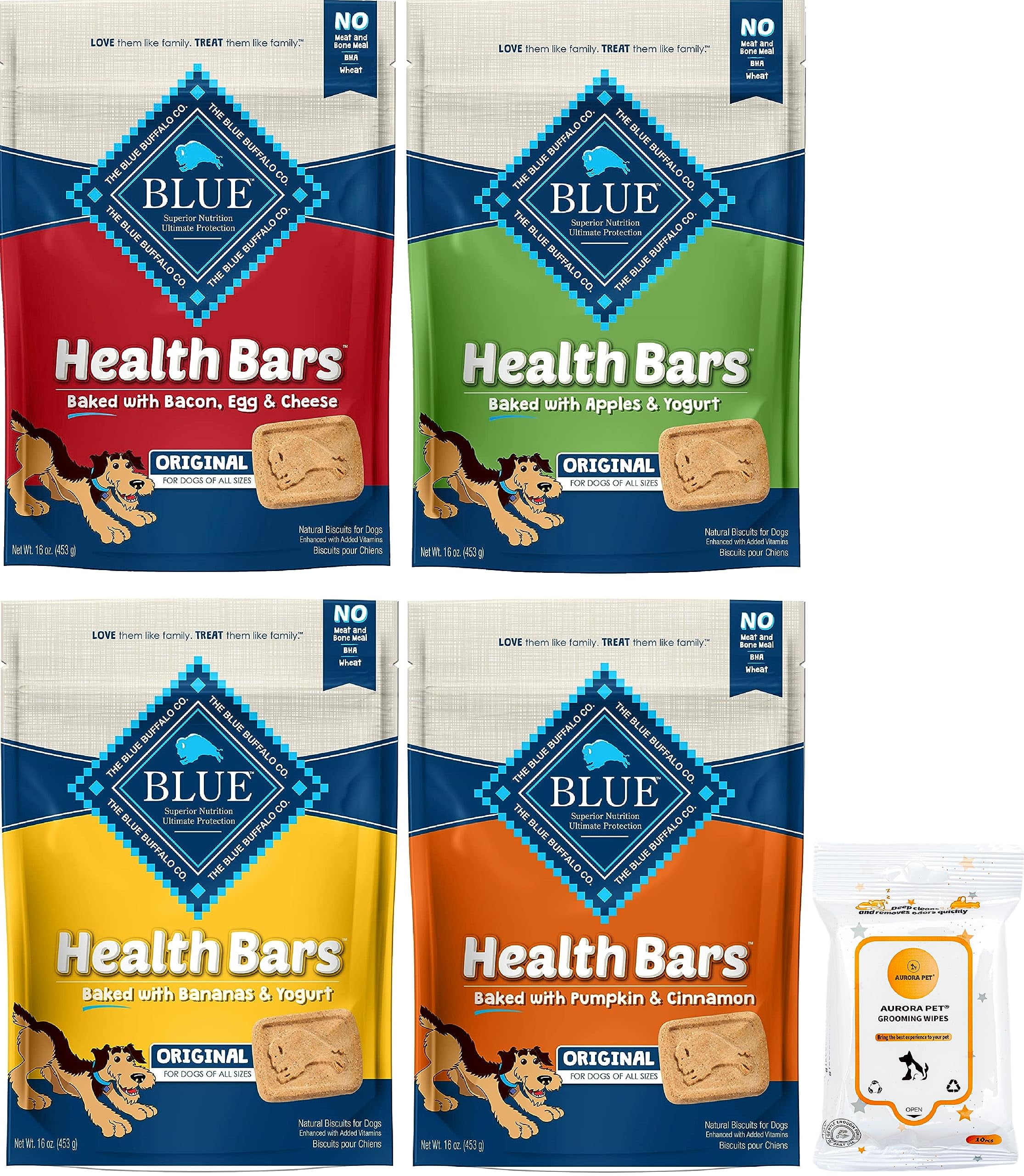 Aurora Pet Variety Pack TGF4 (4) Blue Health Bars Crunchy Dog Treats ...