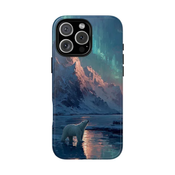 Aurora Polar Bear Northern Lights iPhone Case for iPhone 17 through 11 ...