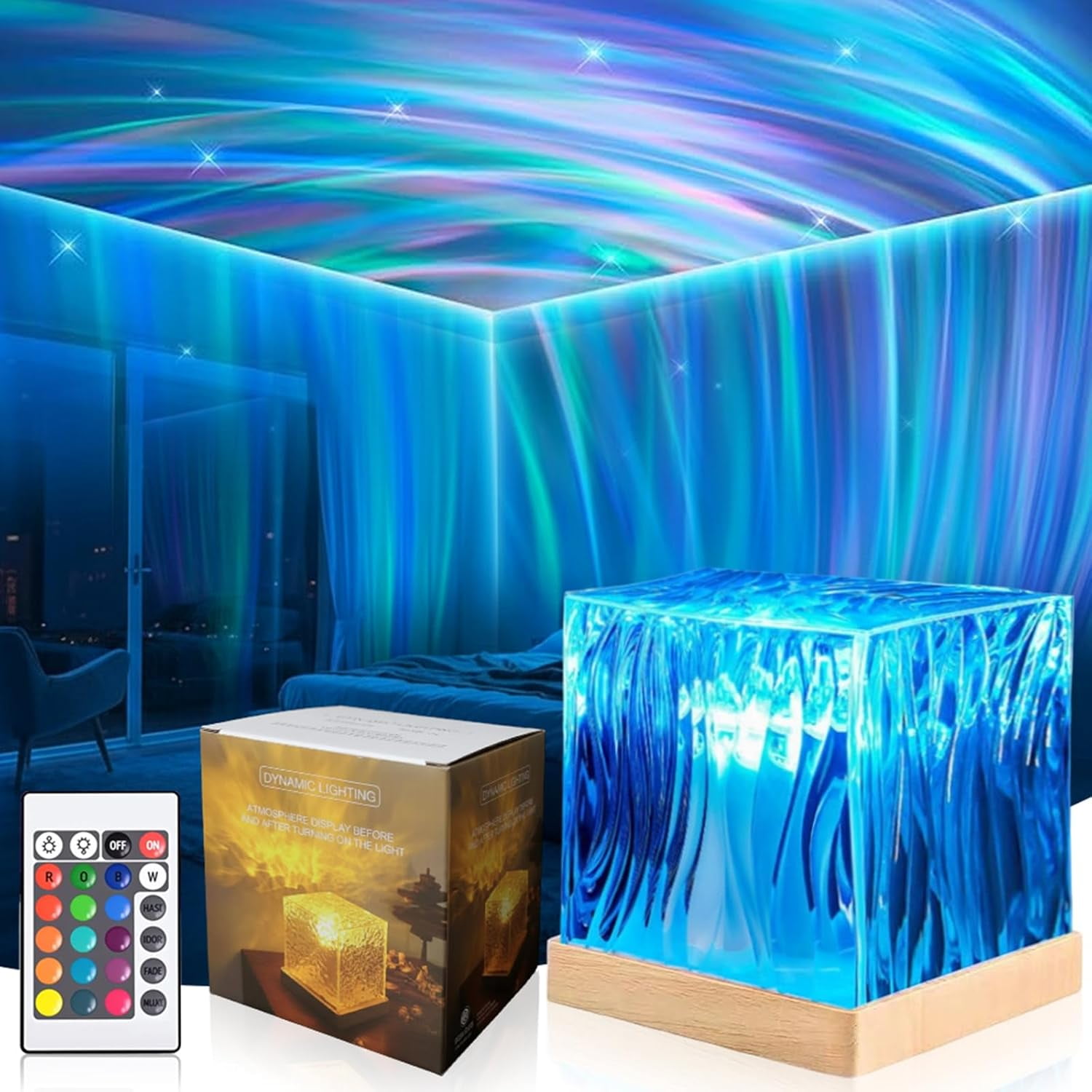 Aurora Projector, 16-Color Aurora Night Light Projector, Remote Control ...