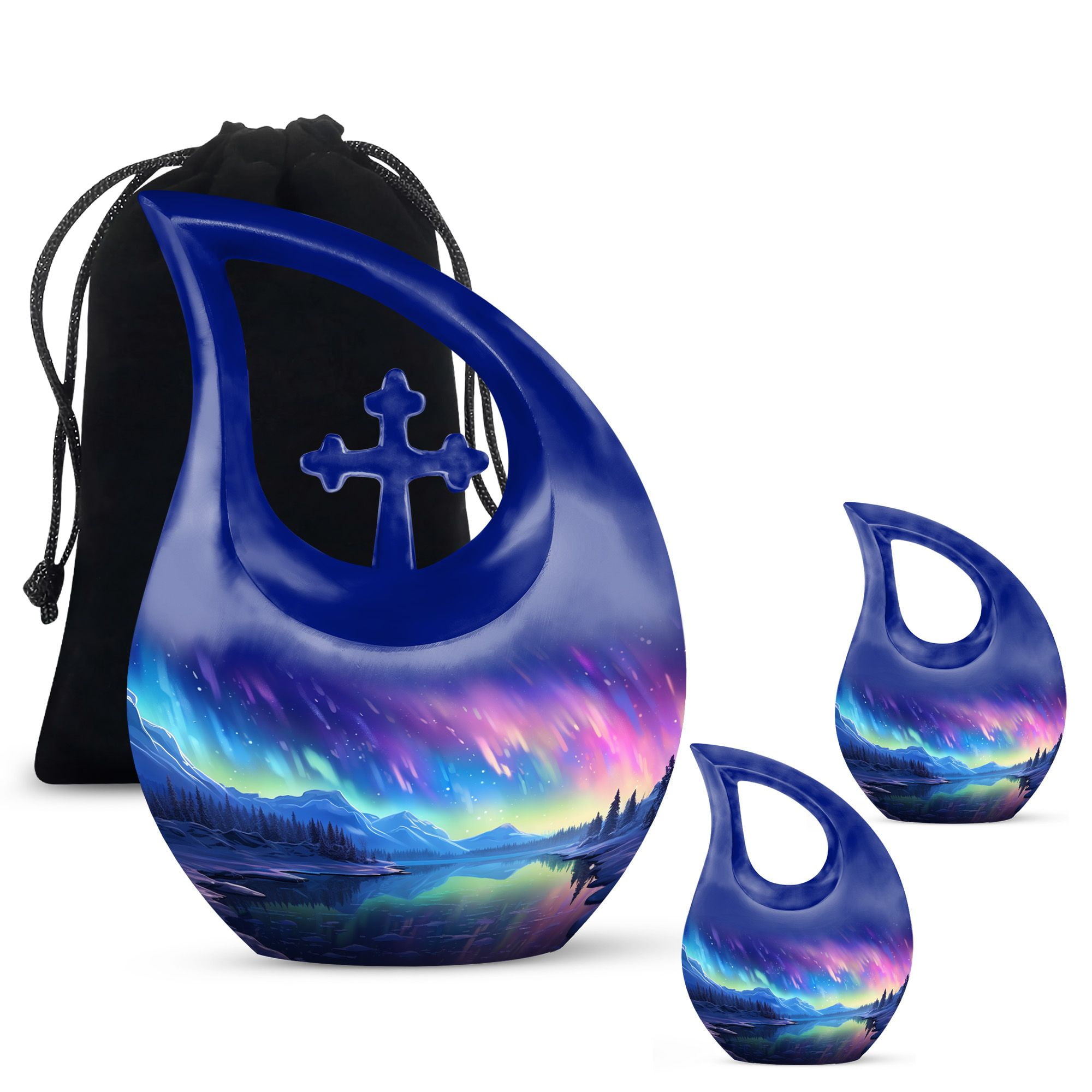 Aurora Reflections Mountain Lake Urn - Memorial Ashes Keepsake - Urns For Ashes Adult Female ...