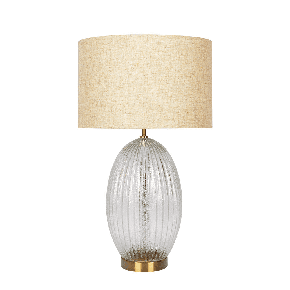 Table Lamps Aurora Ribbed Glass Lamp Base Clear Table Lamp Large Linen ...