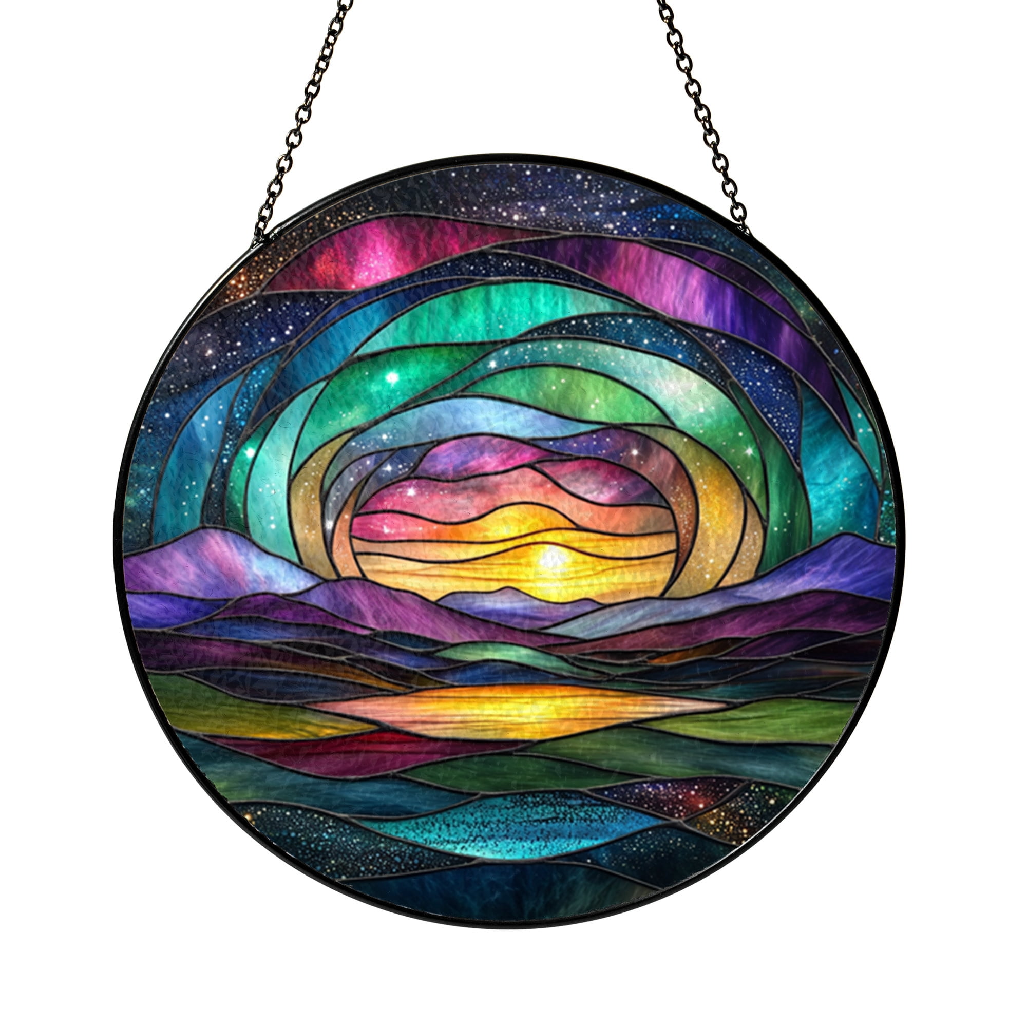Aurora Sky Stained Glass Suncatcher – Colorful Night Window Art ...