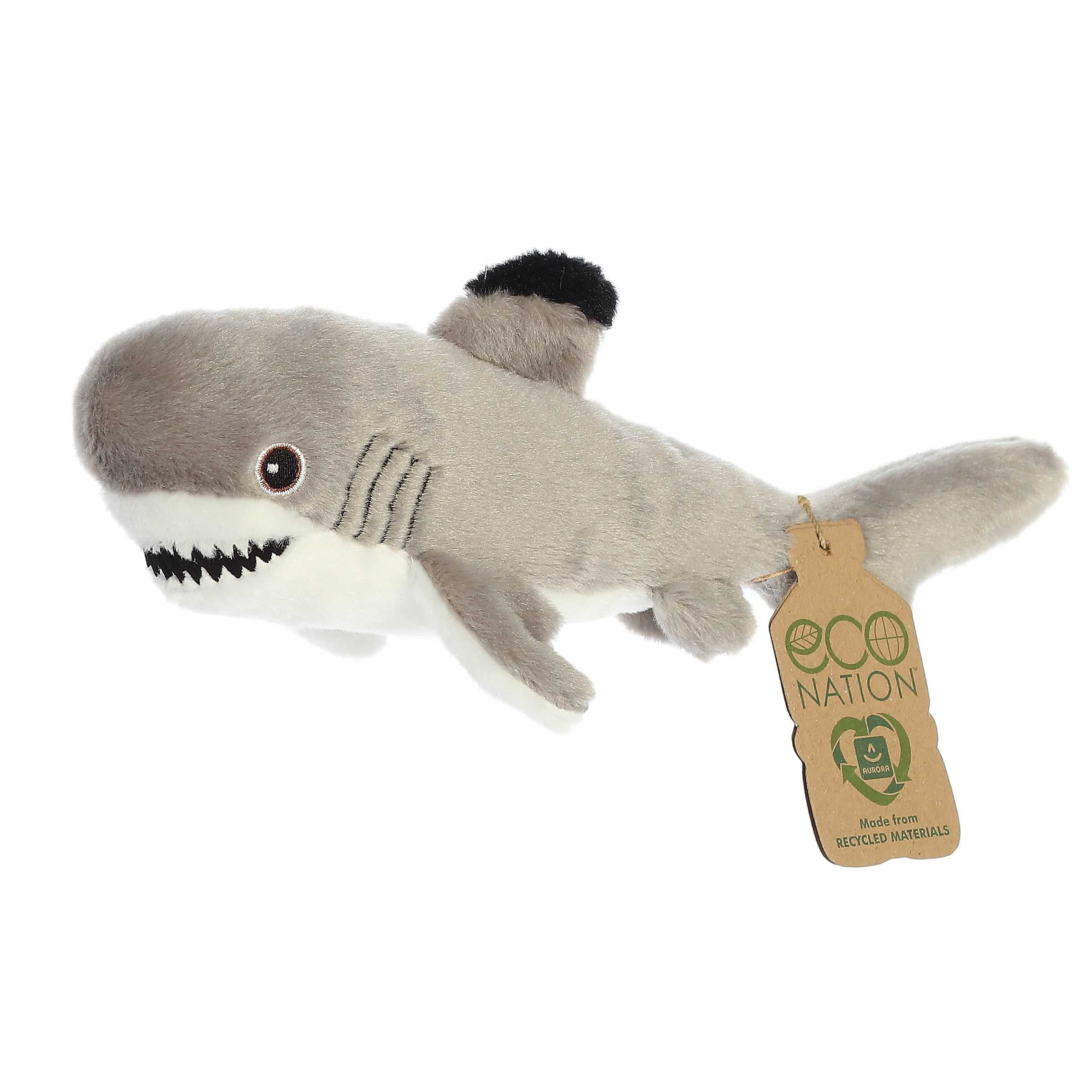 Aurora - Small Grey Eco Nation - Eco Softies 10.5" Black Tipped Shark - Responsibly Made Stuffed ...