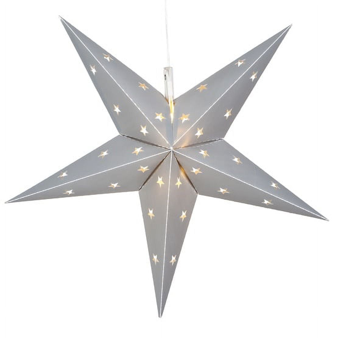 Aurora Superstar 18" Silver Hanging 5 Point Star Light LED Lantern ...