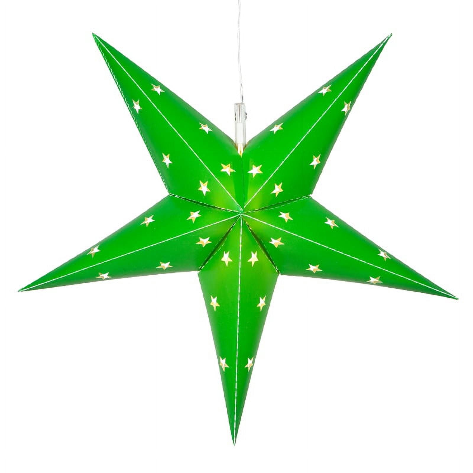 Aurora Superstar 24" Green Hanging 5 Point Star Light LED Lantern Decor ...