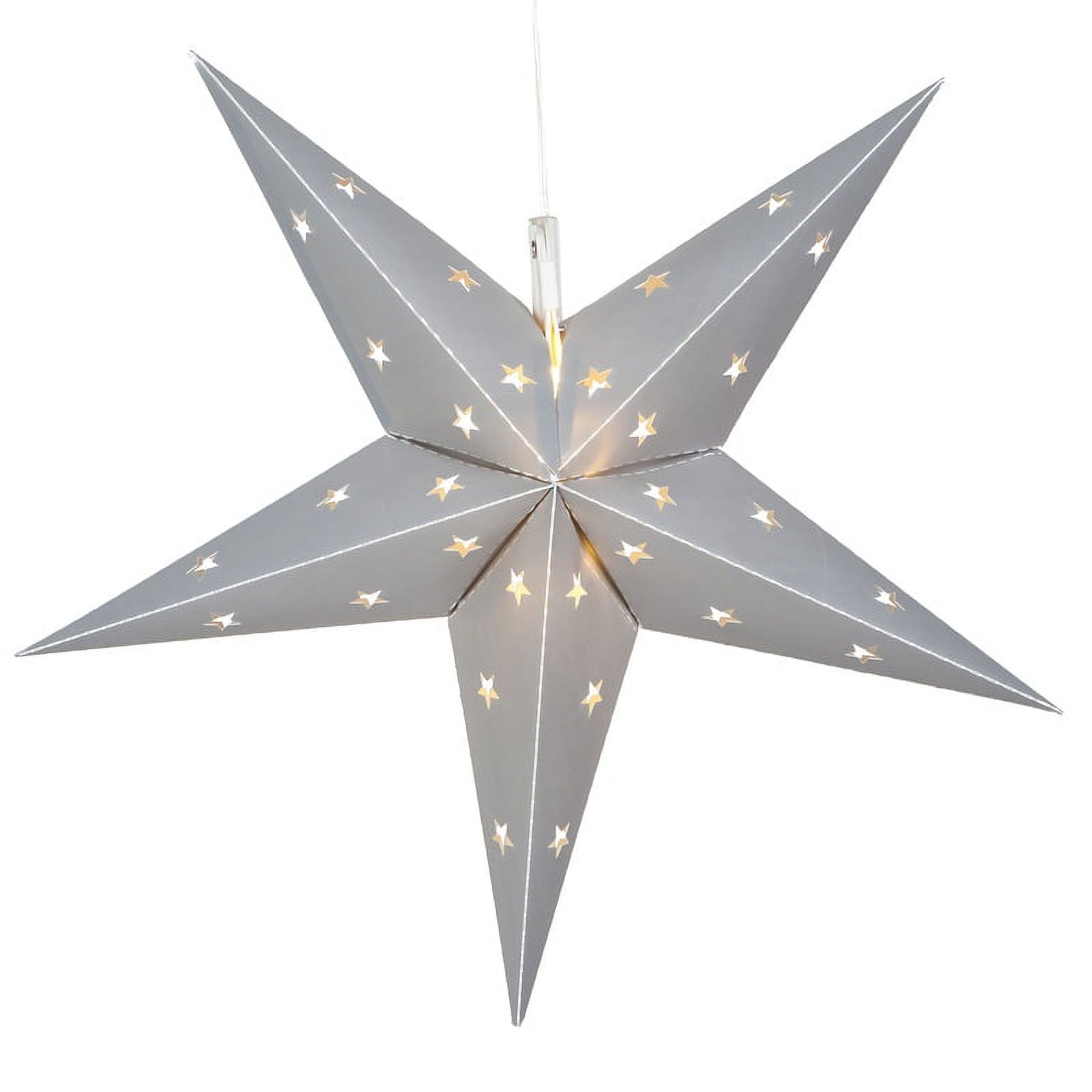Aurora Superstar 24" Silver Hanging 5 Point Star Light LED Lantern ...