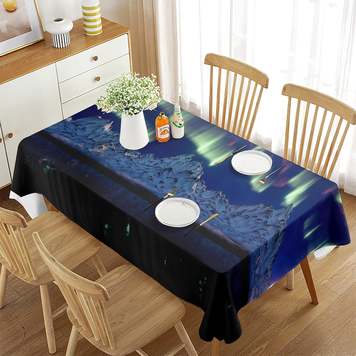 Aurora Tablecloth Beautiful Arctic Natural Landscape for Living Room ...