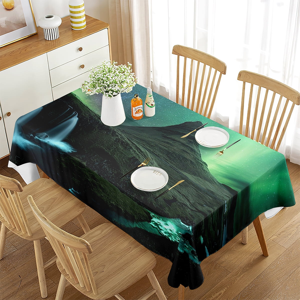 Aurora Tablecloth Beautiful Arctic Natural Landscape for Living Room ...