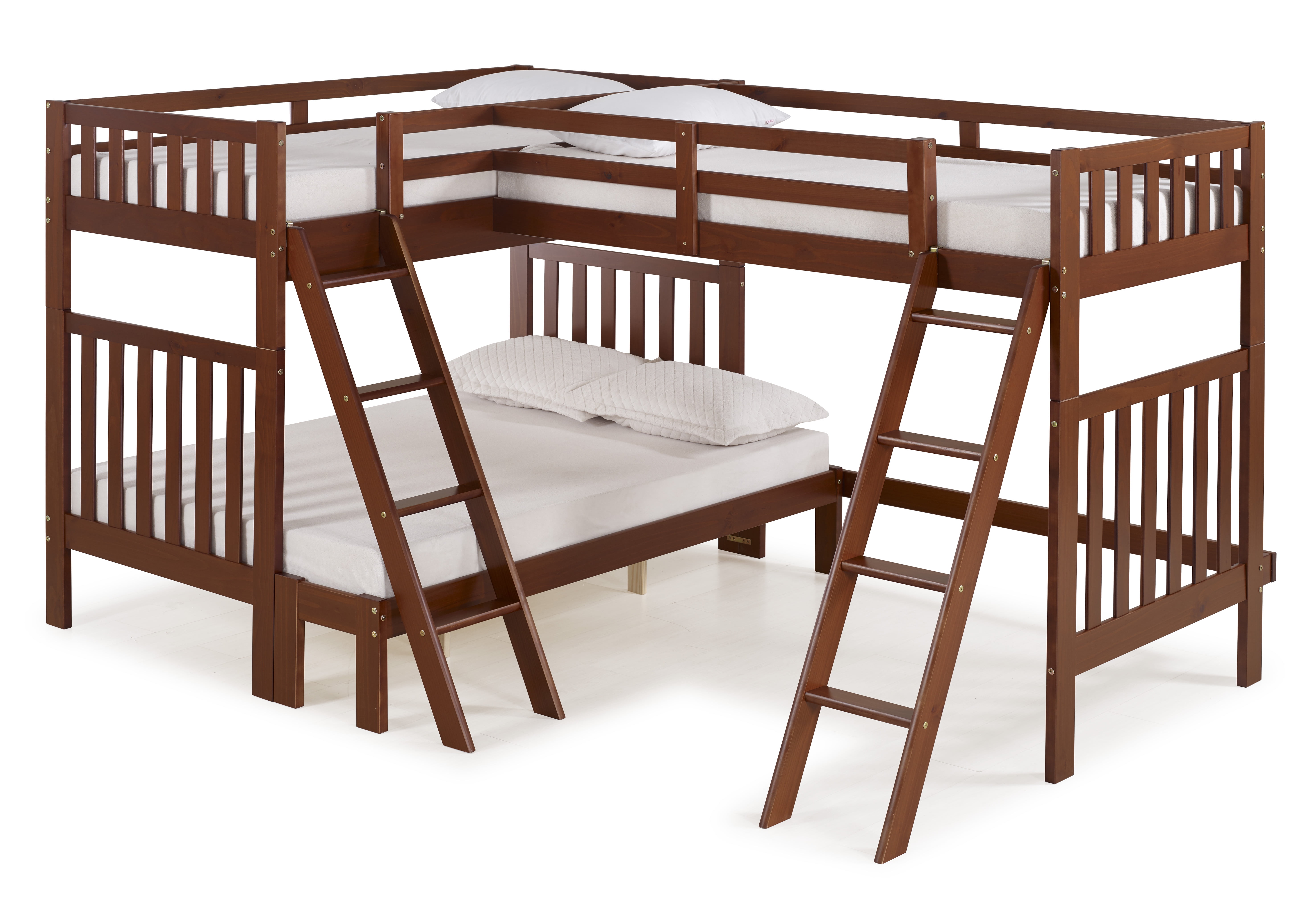 Aurora Twin Over Full Bunk Bed with Tri-Bunk Extension and Storage ...