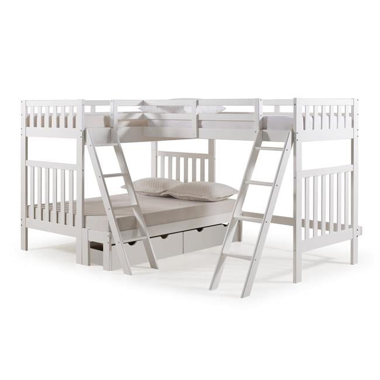 Aurora Twin Over Full Size Wood Bunk Bed with Tri-Bunk Extension ...