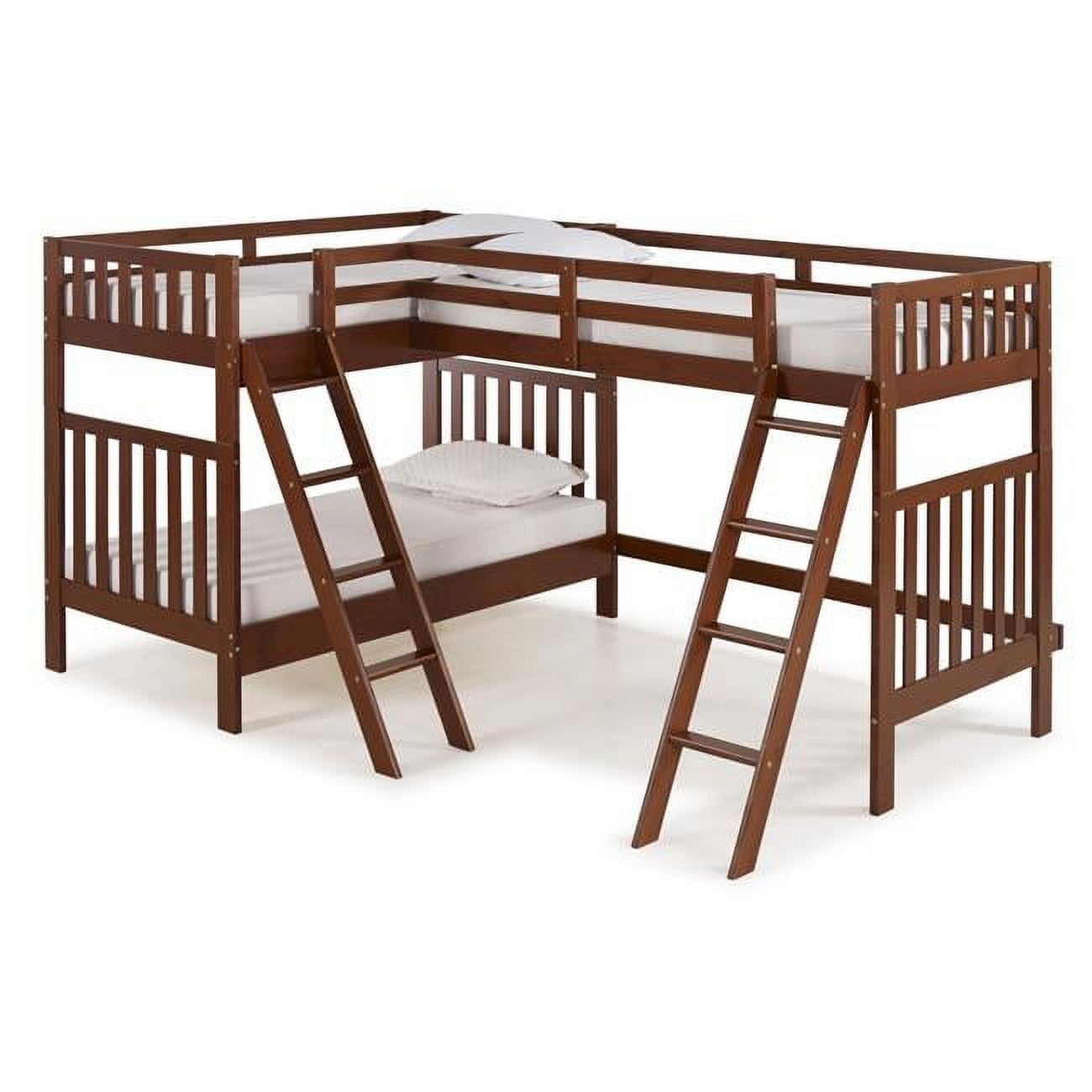 Aurora Twin Over Twin Size Wood Bunk Bed with Third Bunk Extension ...