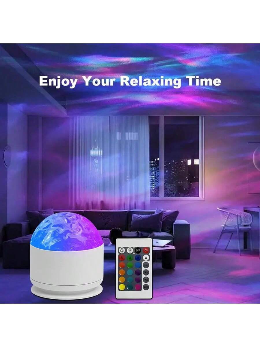 Aurora & Water Ripple Dual-Purpose Projector Light, 16-Color LED Mood ...