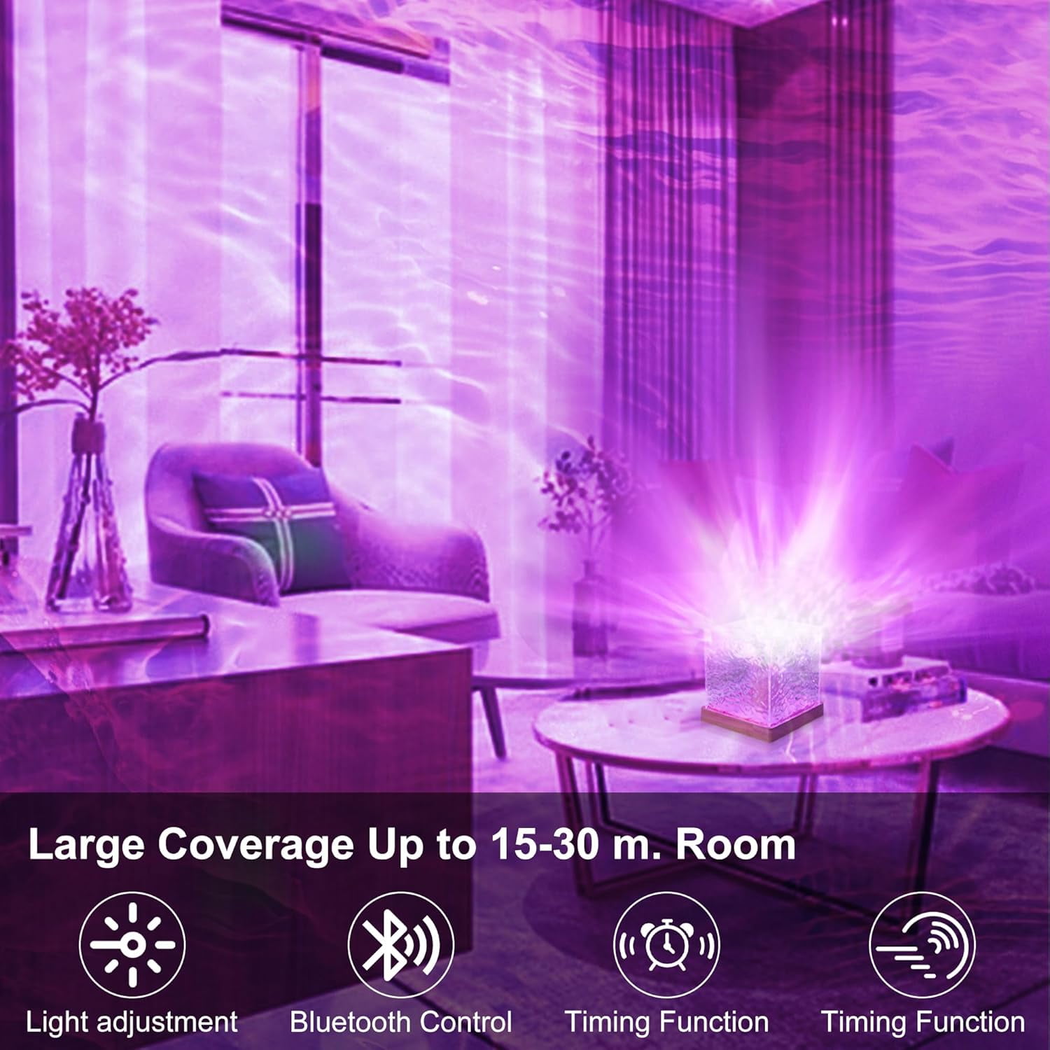 Aurora Wave Projector light, 16-color gradient rotating flame water ...