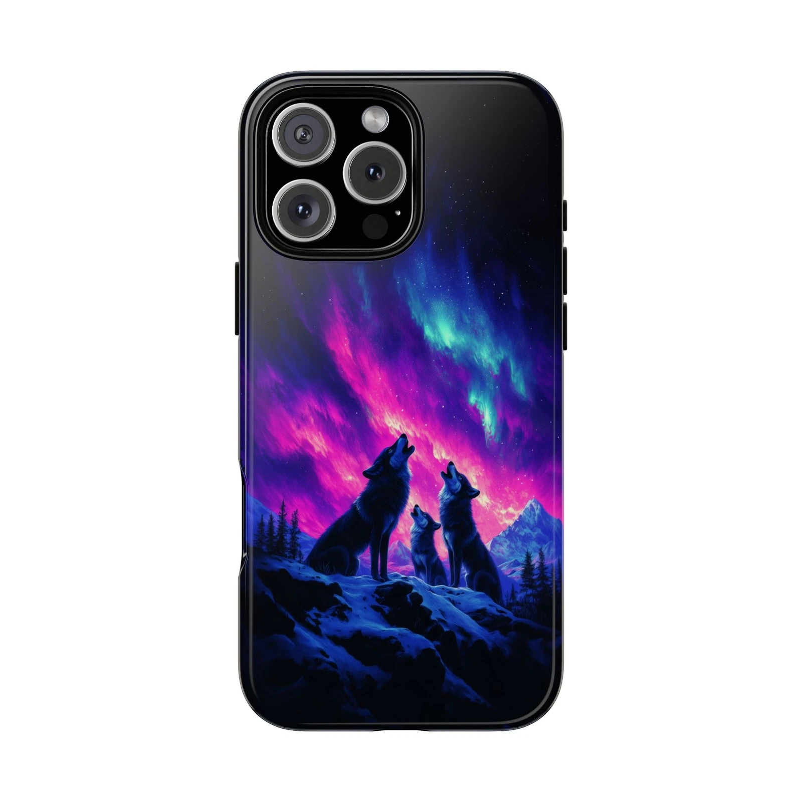 Aurora Wolf Pack Howling Art Phone Case for iPhone Case 17 through 11 ...