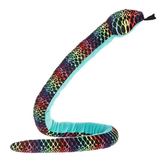 Aurora Kusheez 51 in. Playful Rainbow Snake Plush Toy, Cute Reptile ...