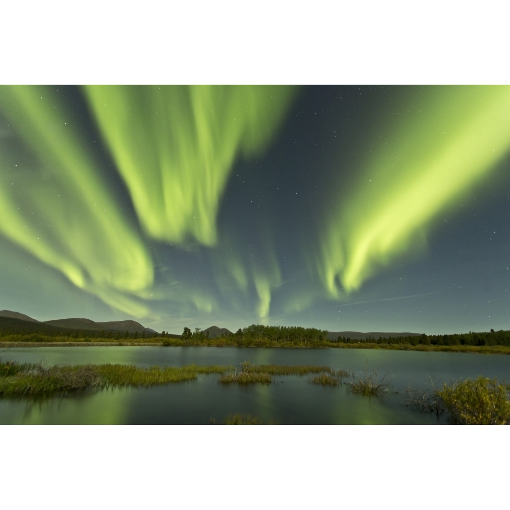 Aurora borealis over Fish Lake, Yukon, Canada Poster Print (17 x 11 ...
