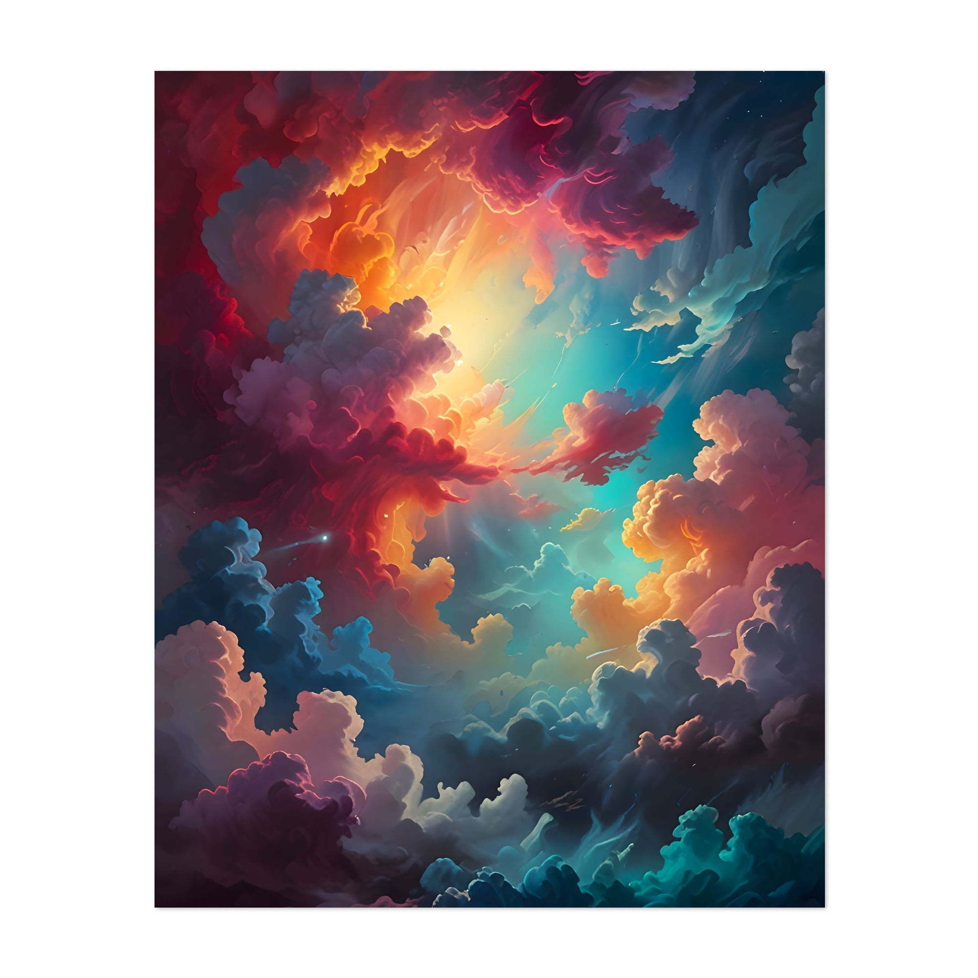 Aurora in the Clouds - Painting Surrealism Abstract Fantasy Cosmic ...