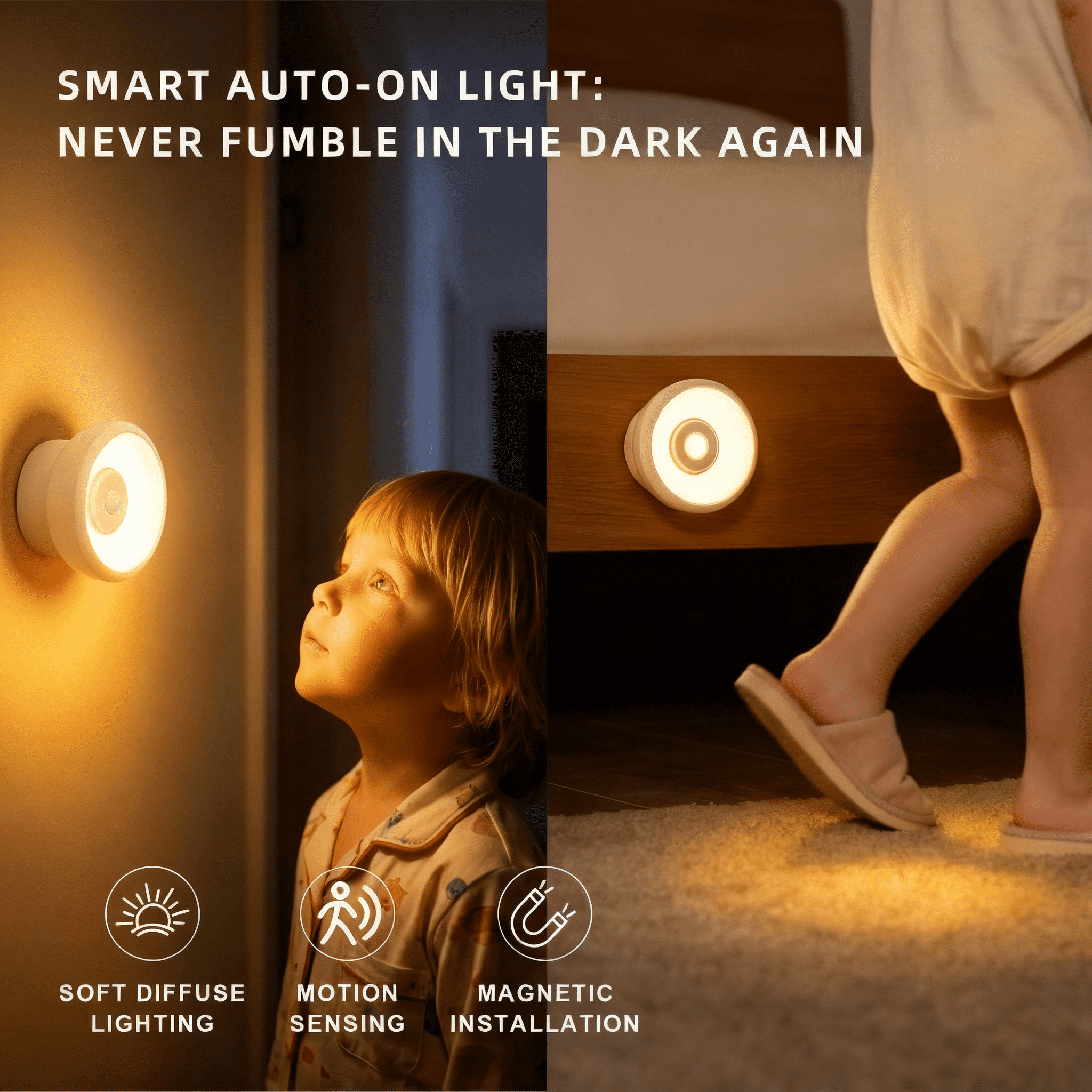 AuroraNiteBeam 2 Pack Rechargeable Motion Sensor Light Indoor, Wireless ...