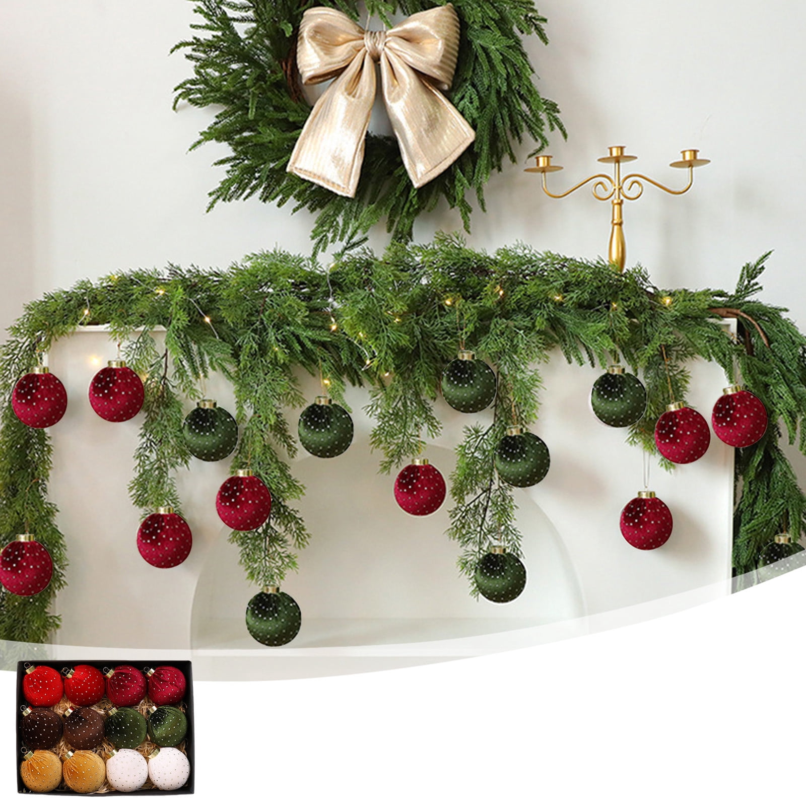 AuroraX 12 Pack Christmas Decorations Shatterproof Fun Green Flocked ...