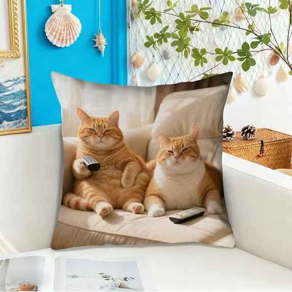 AuroraX 18x18 inch Throw Pillow Covers for Couch,Decorative Plush Cat ...