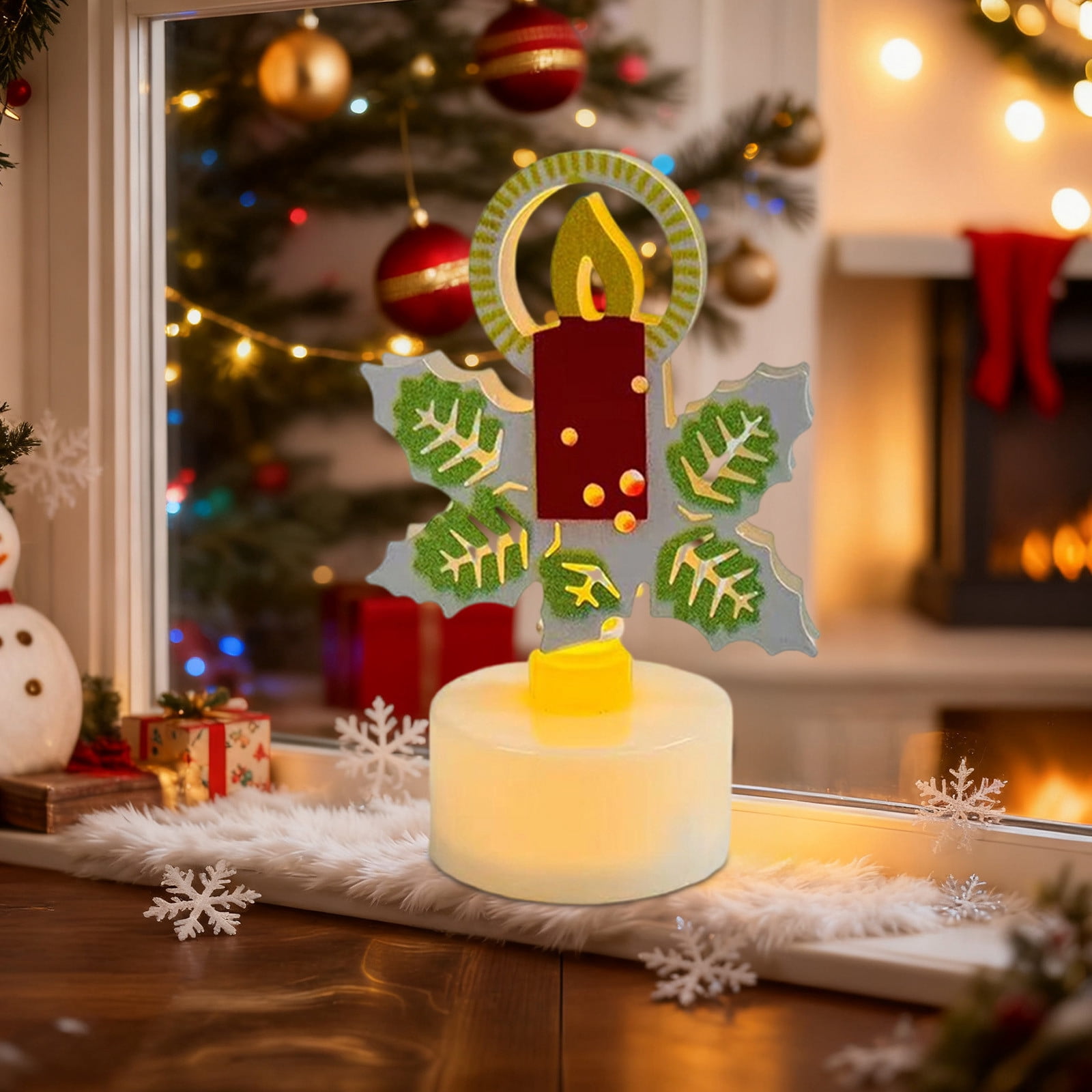 AuroraX 2 Pcs Christmas Flameless Candles Creative Warm Christmas Led ...