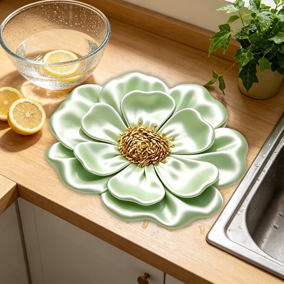 AuroraX 3D Flower Diatomaceous Earth Mat Absorbent Kitchen Counter Pad ...