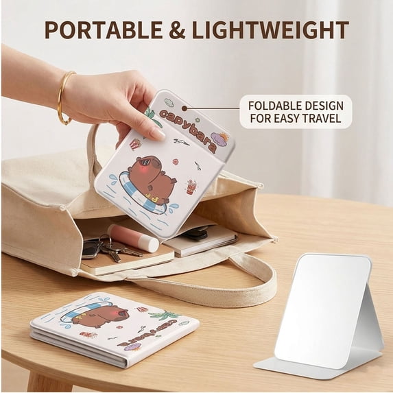 AuroraX Animal Folding Makeup Mirror Portable Travel Mirror Round Shape ...