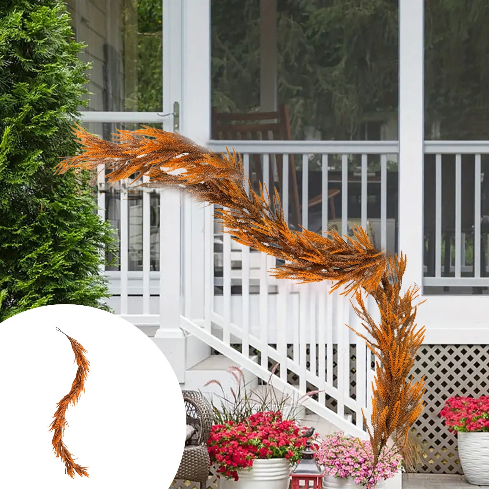 AuroraX Artificial fall garland for mantle,Halloween,Pampas Grass ...