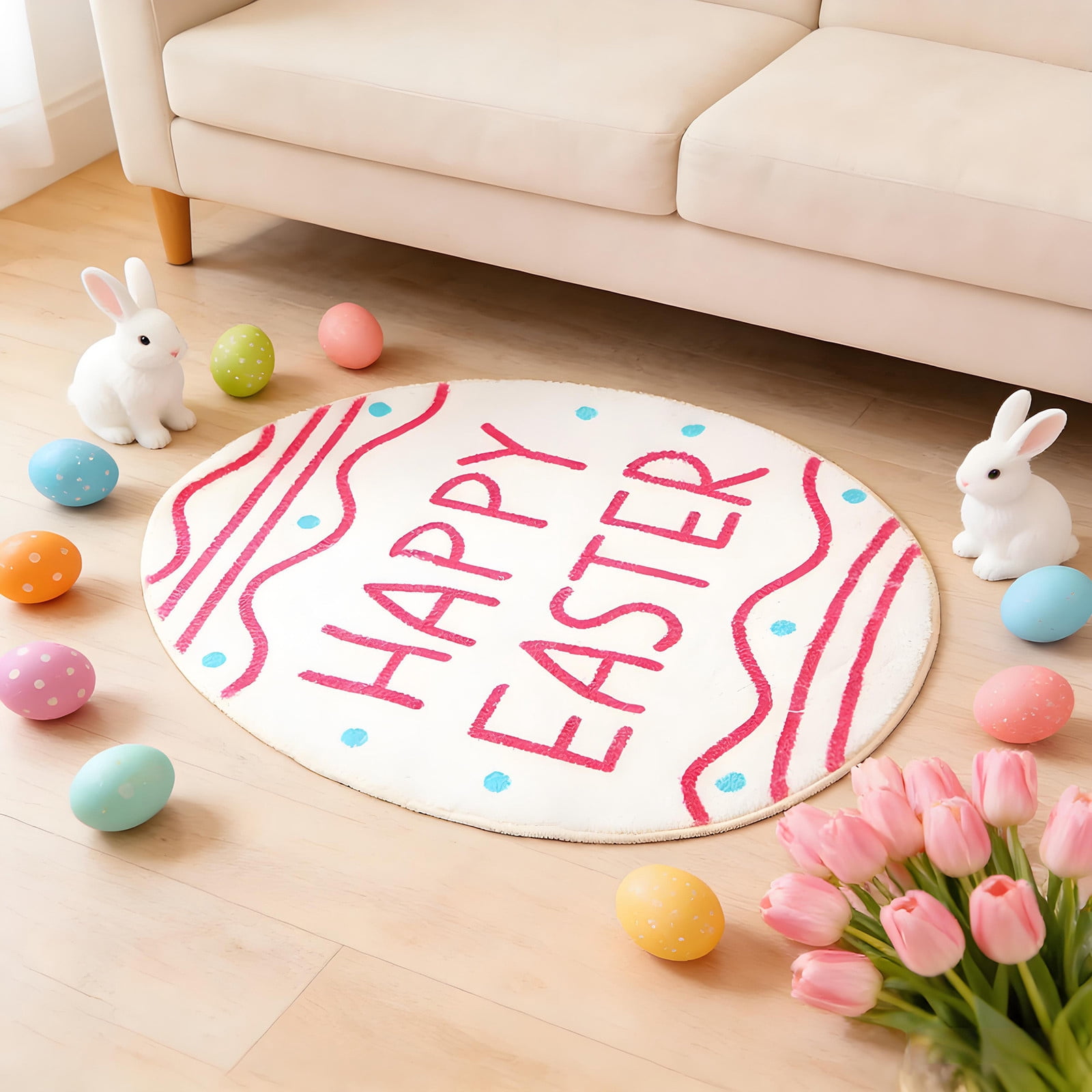 AuroraX Bathroom Throw Rugs,Bedroom Inside Easter Eggs Floor Mats,Heavy ...