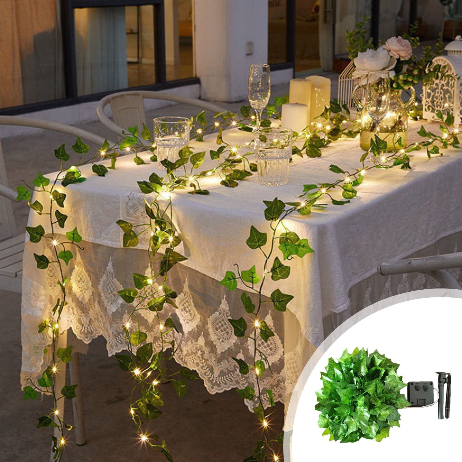 AuroraX Battery Operated Garlands Lighted 78 in Decorative Evergreen ...