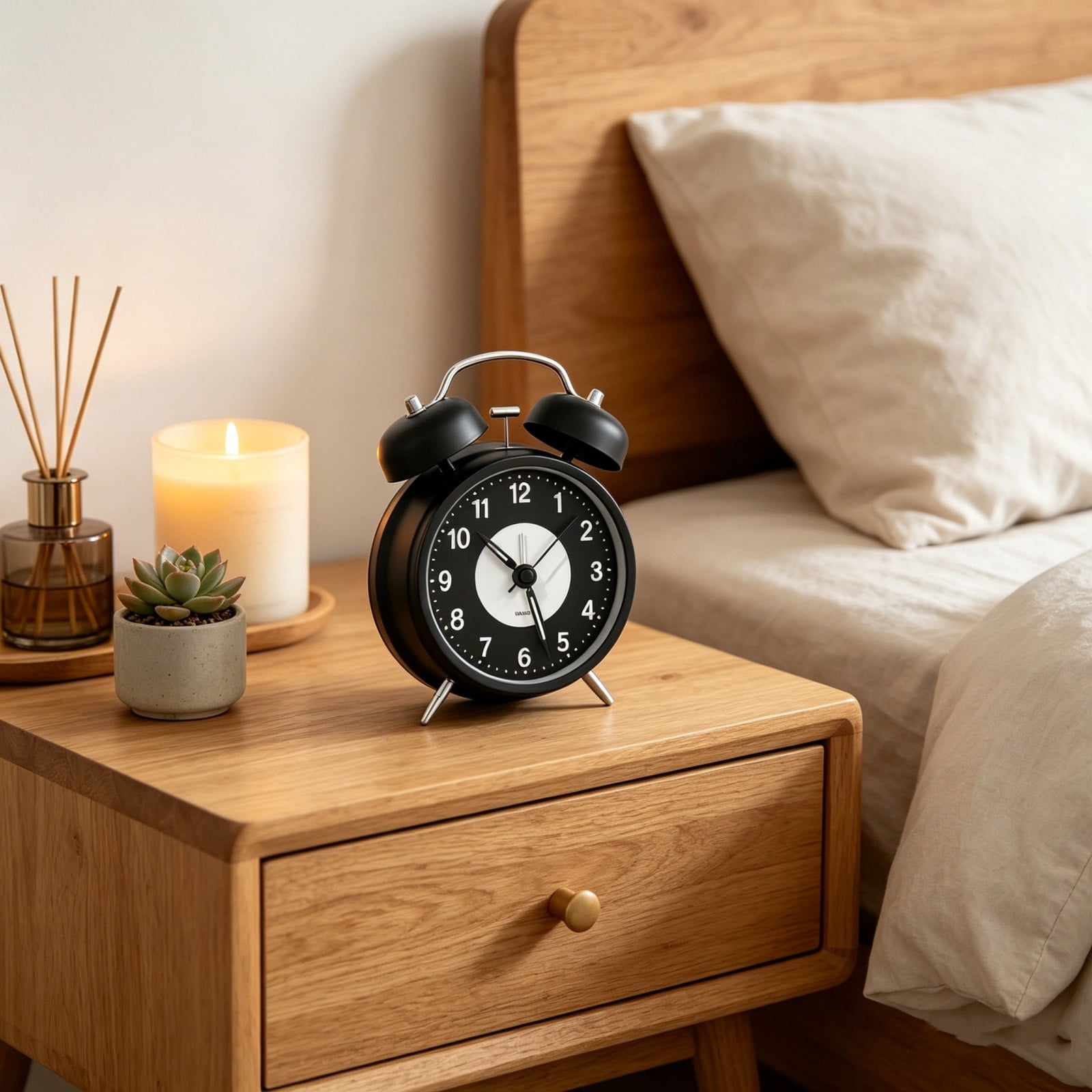 AuroraX Battery Operated Round Alarm Clock Low Light Alarm Clock for ...