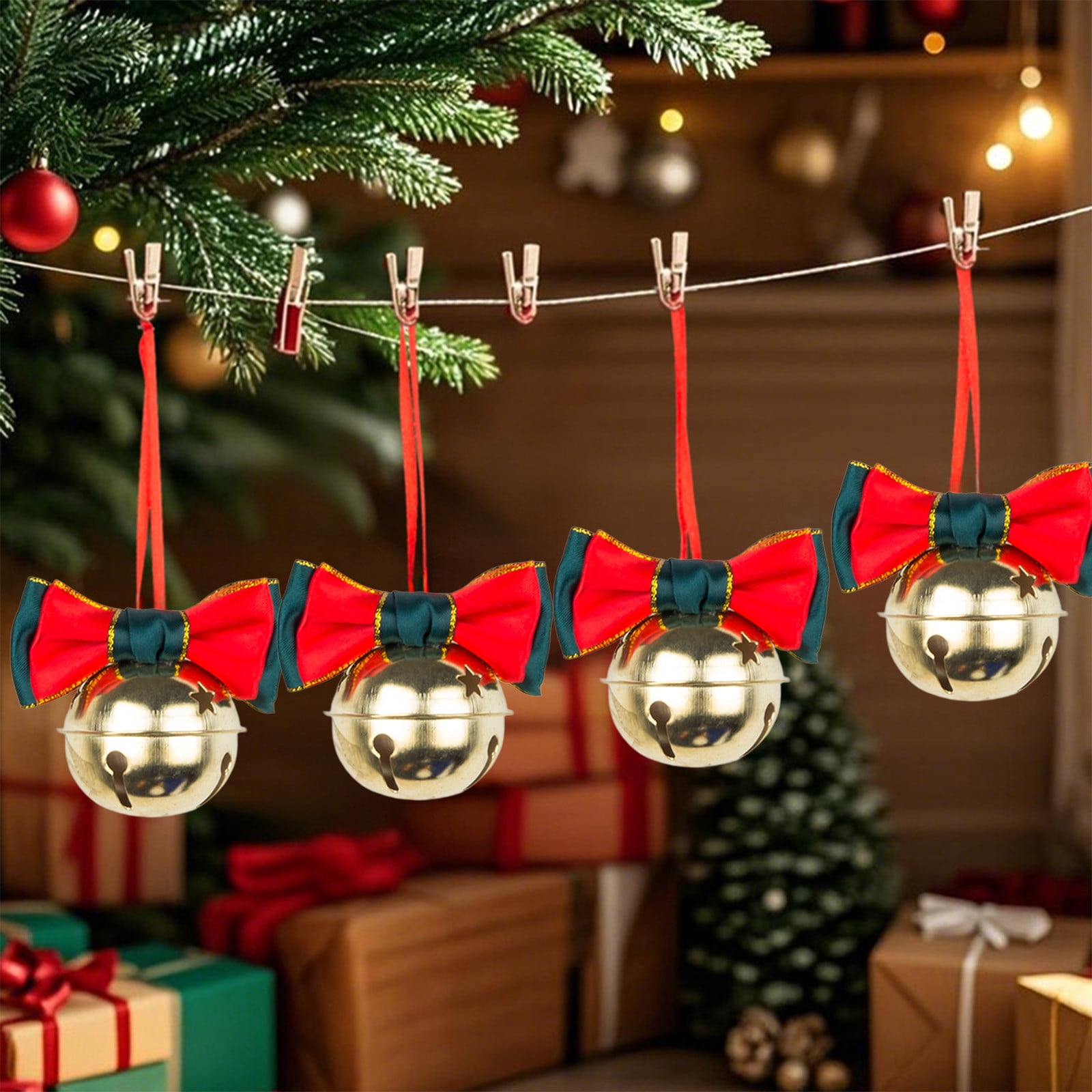 AuroraX Bells-Bow Christmas Decorations White Hanging Fun Shatterproof ...