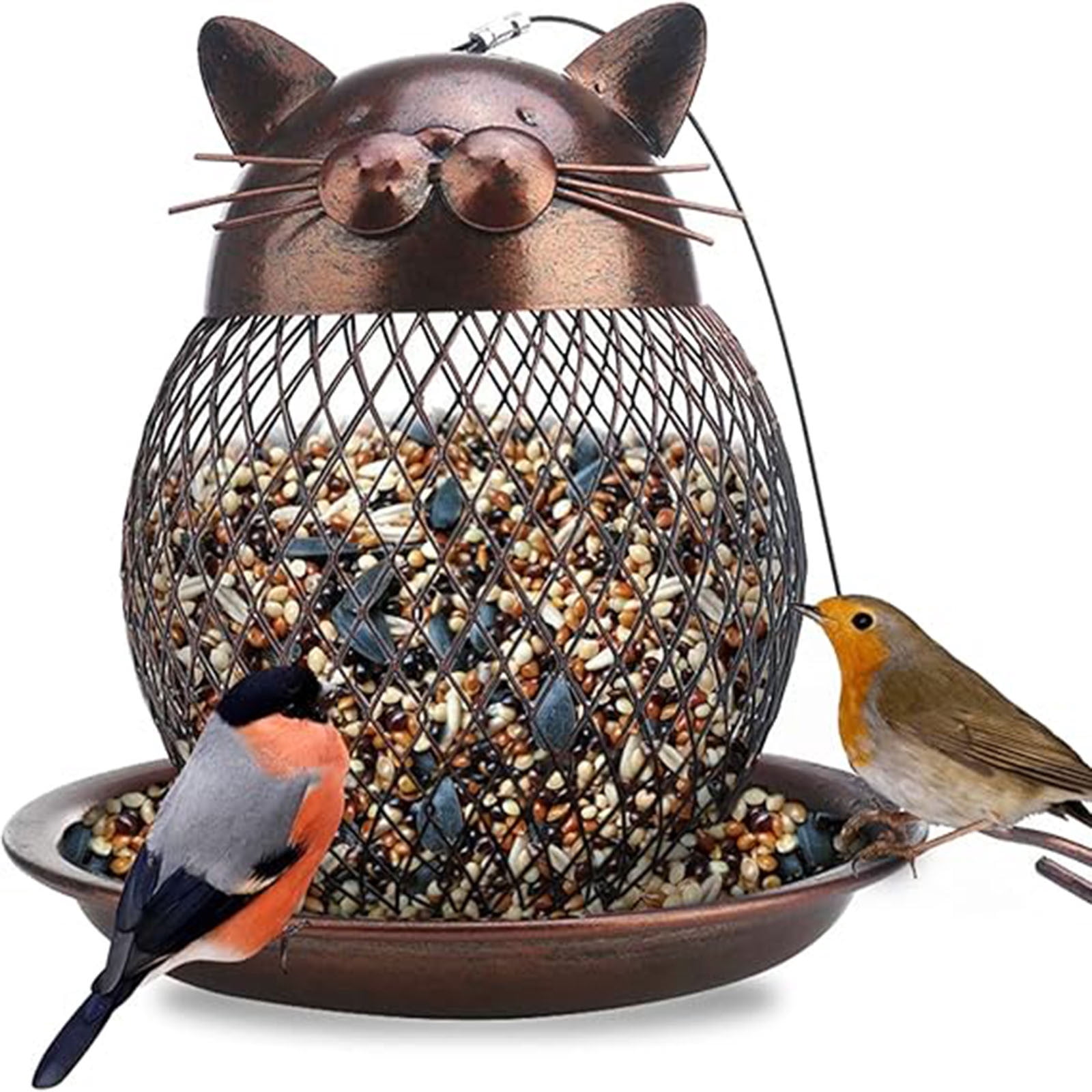 AuroraX Cat Shaped Bird Feeder Metal Bird Feeder Decorative Outdoor ...