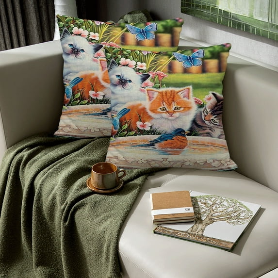 AuroraX Cat Shaped Throw Pillow Covers for Couch,Green Square 18x18 ...