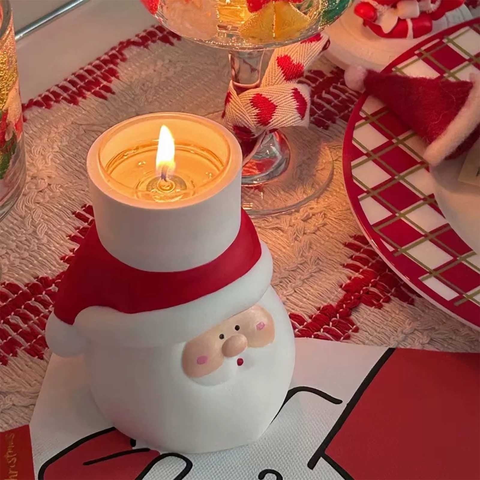 AuroraX Ceramic Santa Claus Tealight Candle Holder Set with 2 Pcs ...