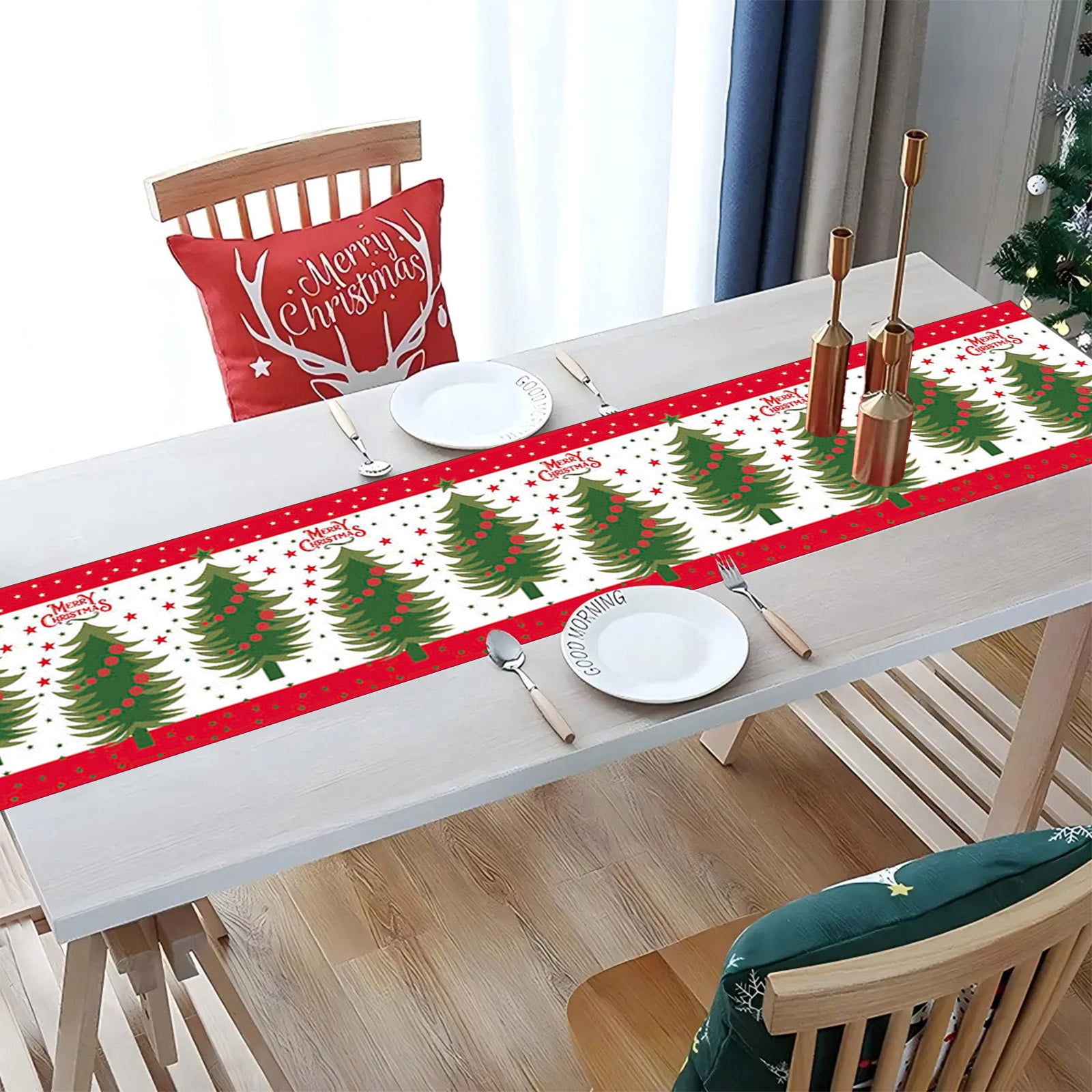 AuroraX Christmas Table Runner 72 Inches Long Cozy Christmas Table ...