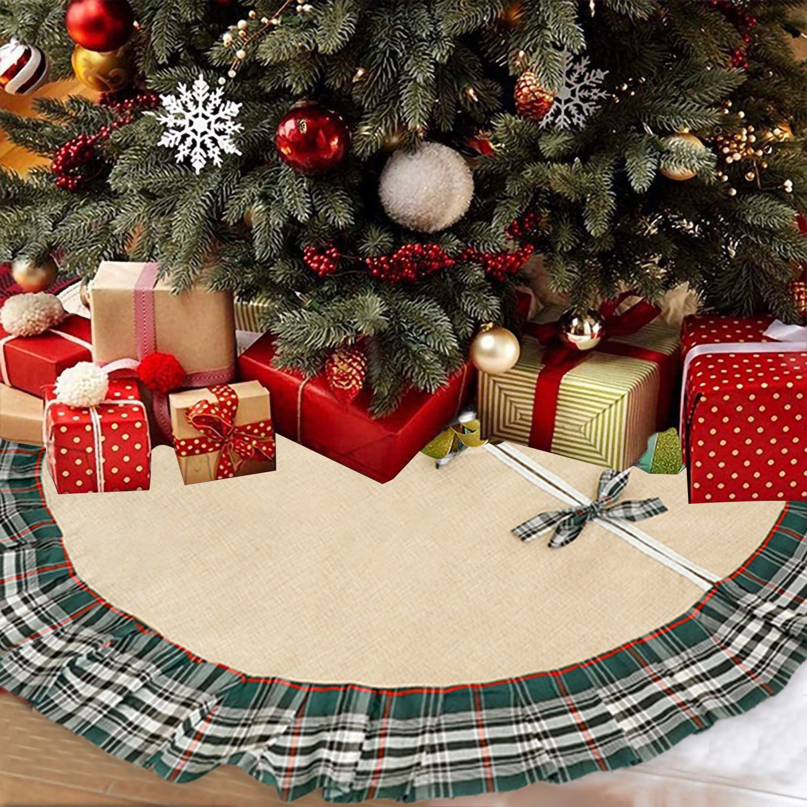 AuroraX Christmas Tree Skirt Decorative Cute Non-Slip Backing Rug Mug ...