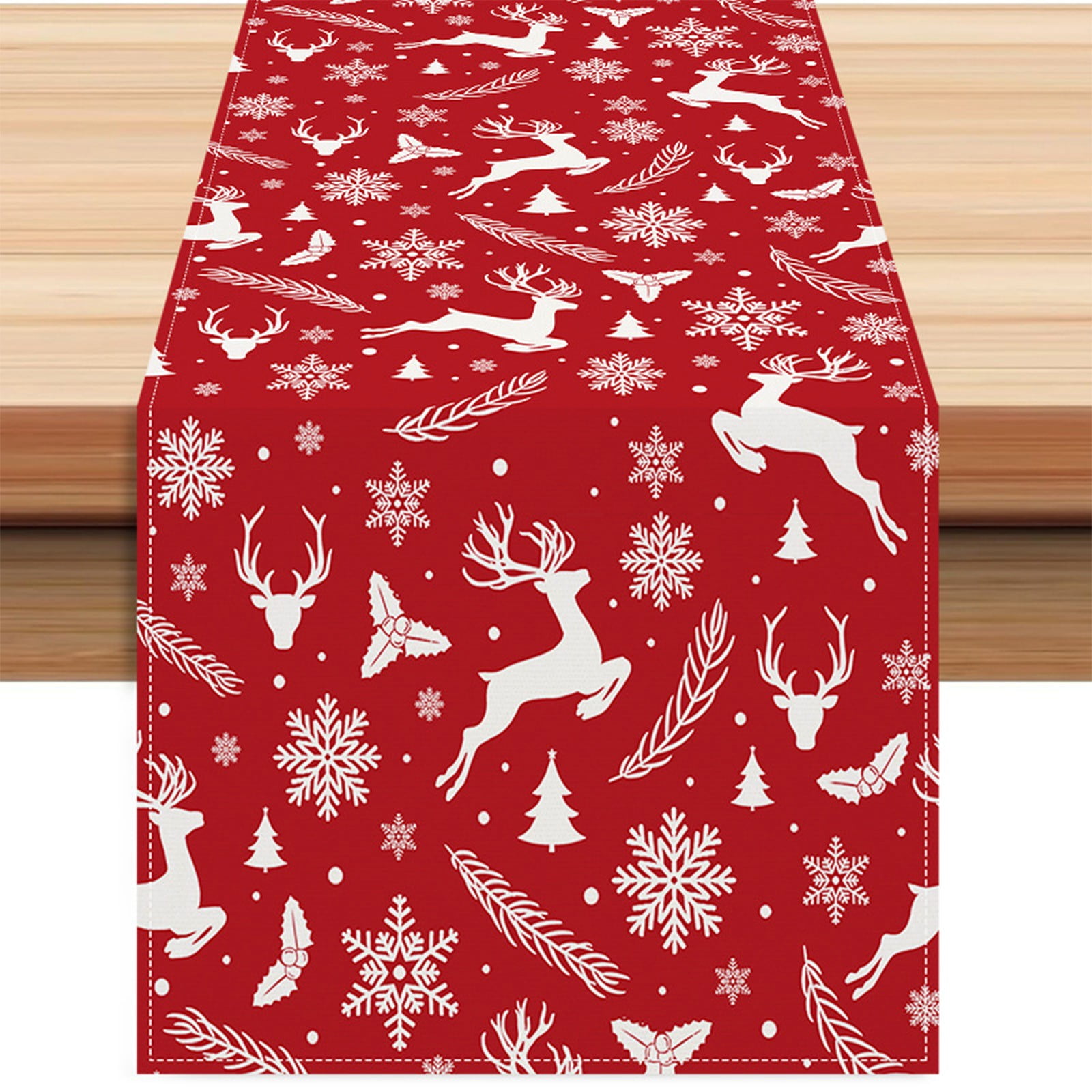 AuroraX Classic Red Christmas Table Runner 48 Inches Christmas Table ...