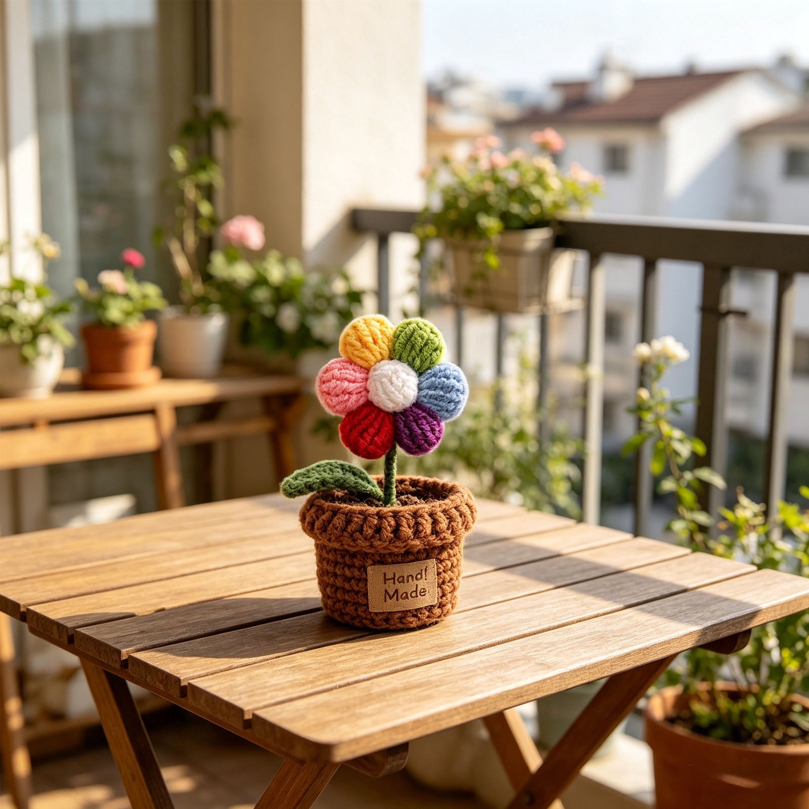 AuroraX Crochet Mini Potted Plantss Handmade Faux Potted Flowers ...
