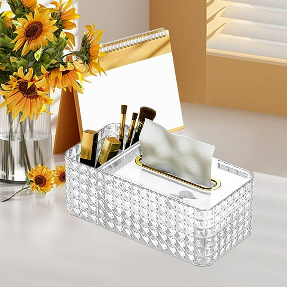 AuroraX Crystal Tissue Box Cover, Rectangular Transparent with 2 ...