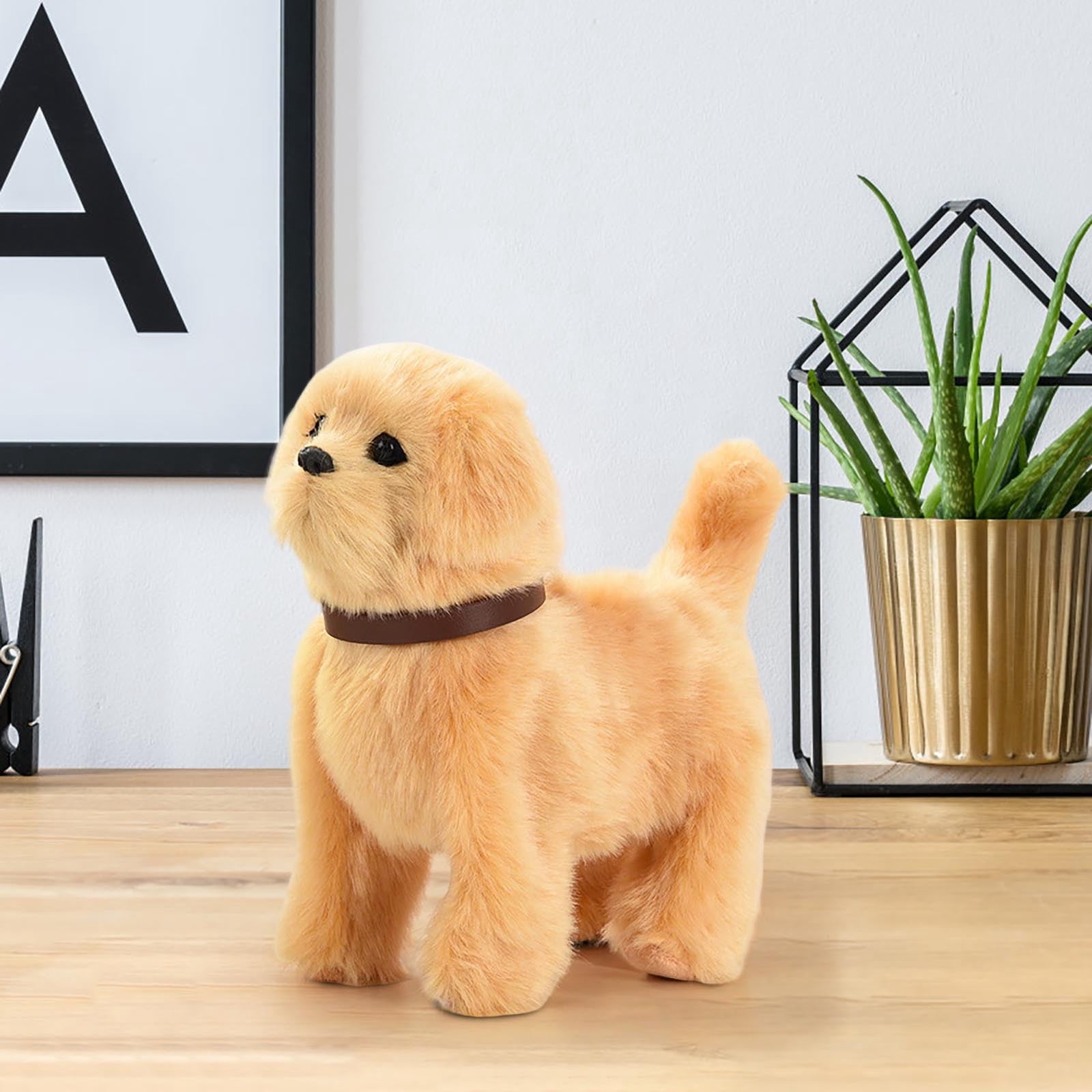 AuroraX Cute Golden Retriever Stuffed Animals Battery Operated Soft ...