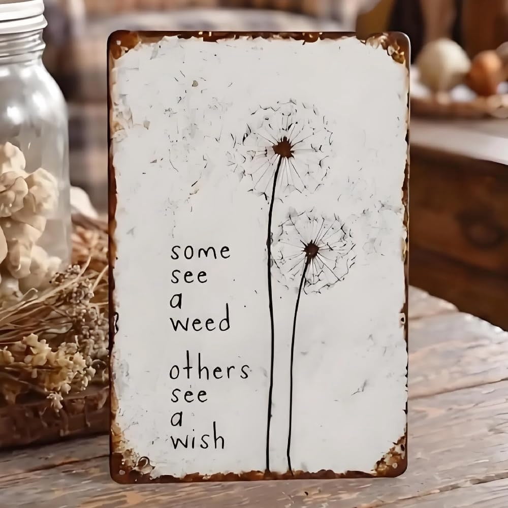 AuroraX Dandelions Wishing Metal Sign Farmhouse Metal Wall Decor Rustic ...